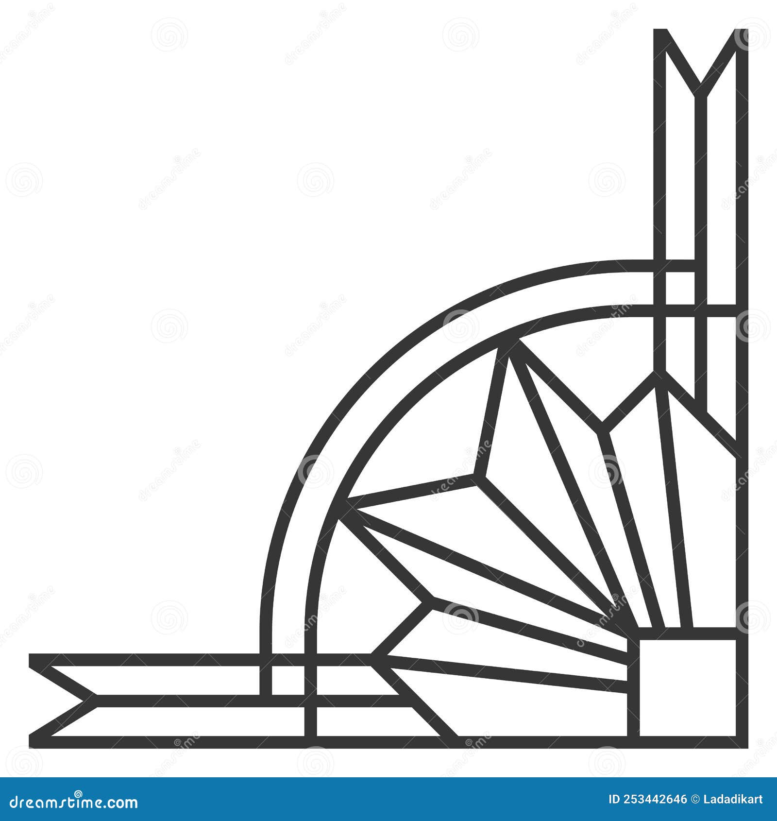 Retro Corner Frame Floral Line Accent Element Set Vector Illustration ...