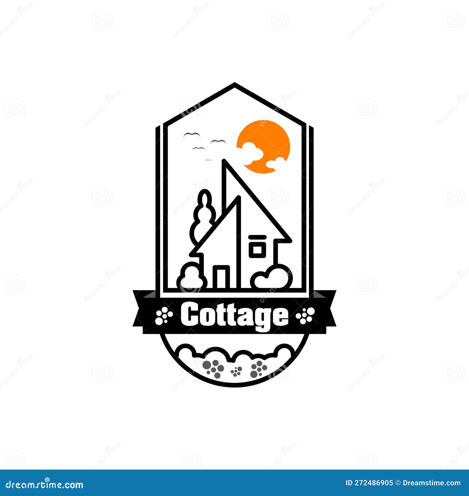 Cottage Emblem Logo, in Vintage Style Stock Vector - Illustration of ...