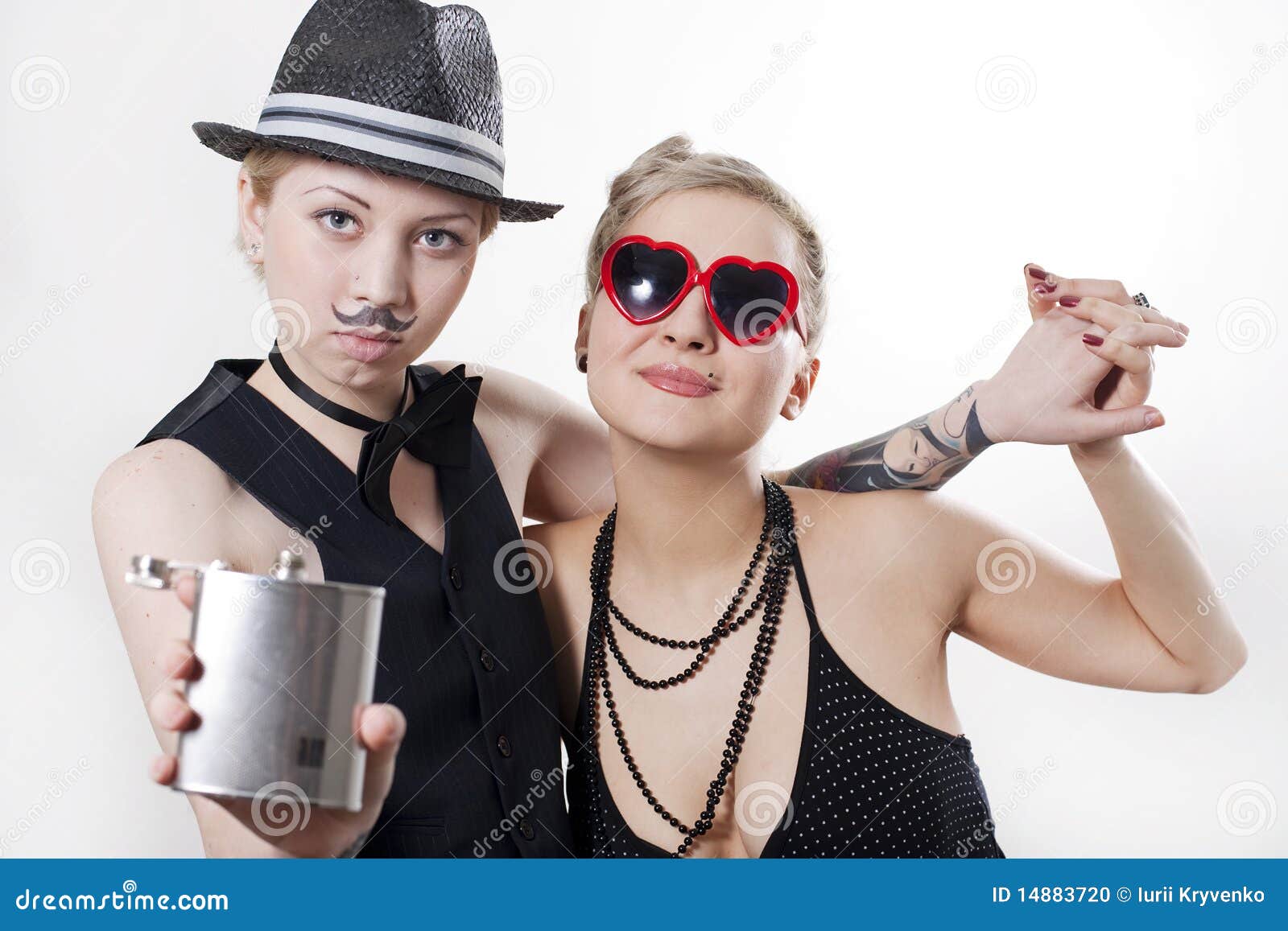 Retro couple of gangsters stock photo. Image of flask - 14883720