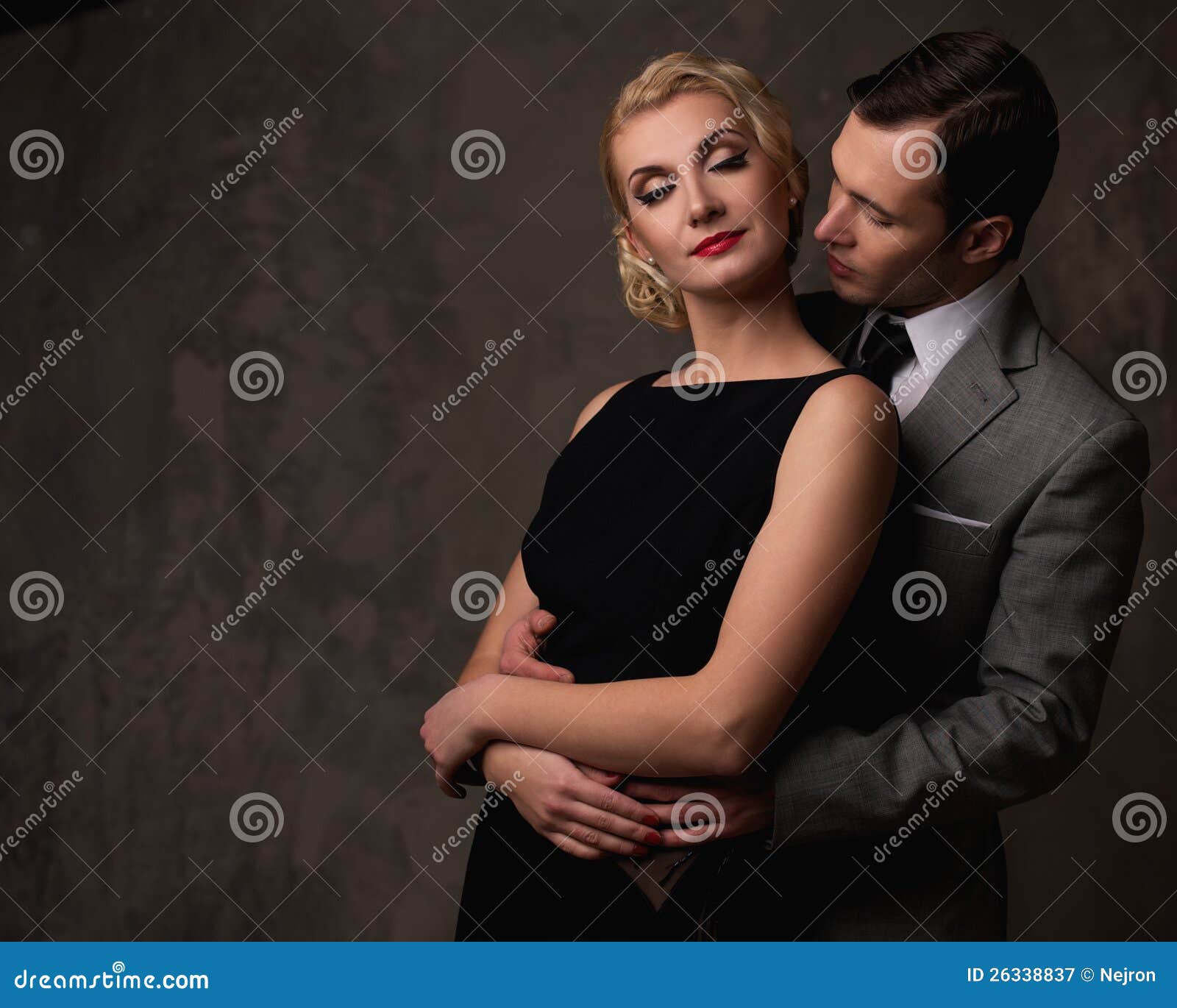 Retro Couple With Funny Emotions, Isolated On White. Vintage People ...