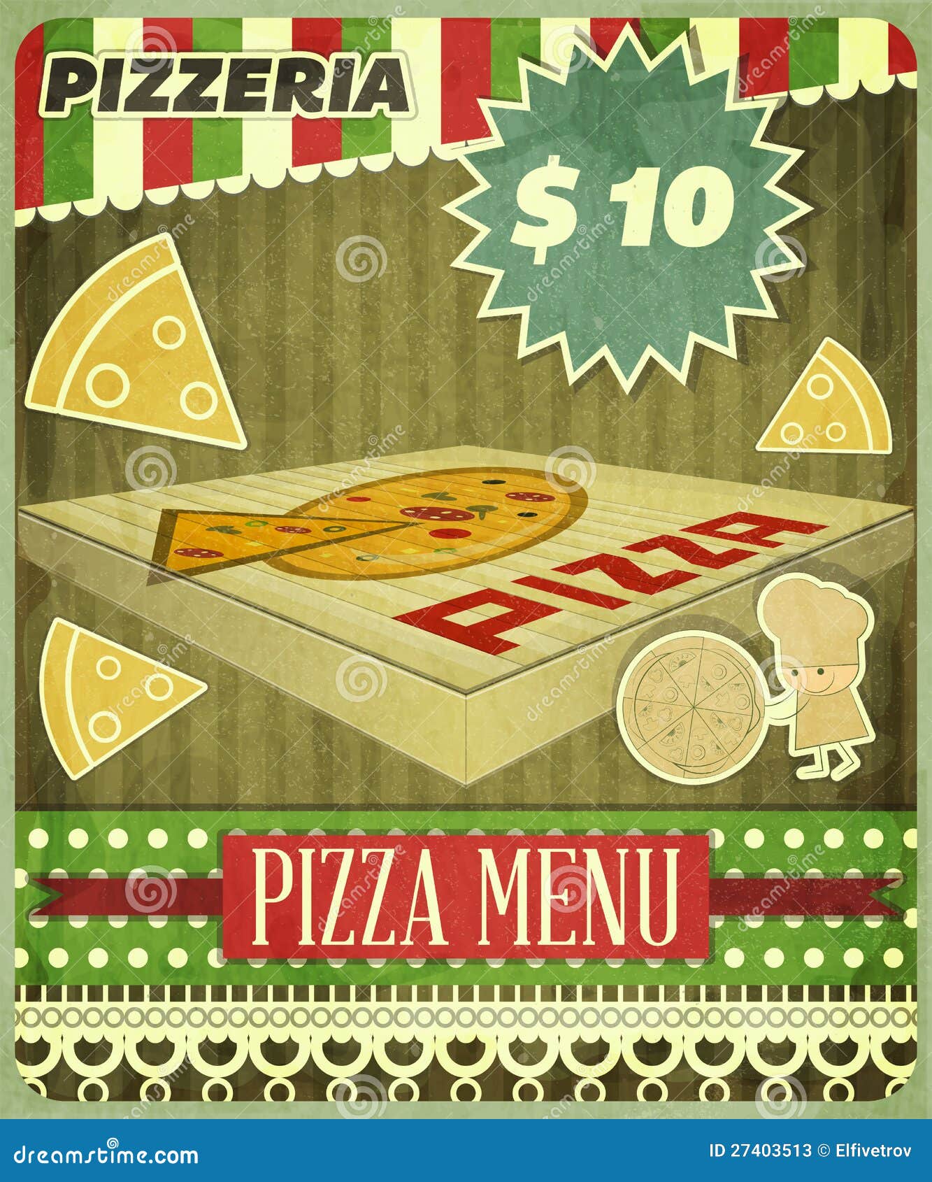 Retro Cover Menu for Pizzeria Stock Vector - Illustration of lunch ...