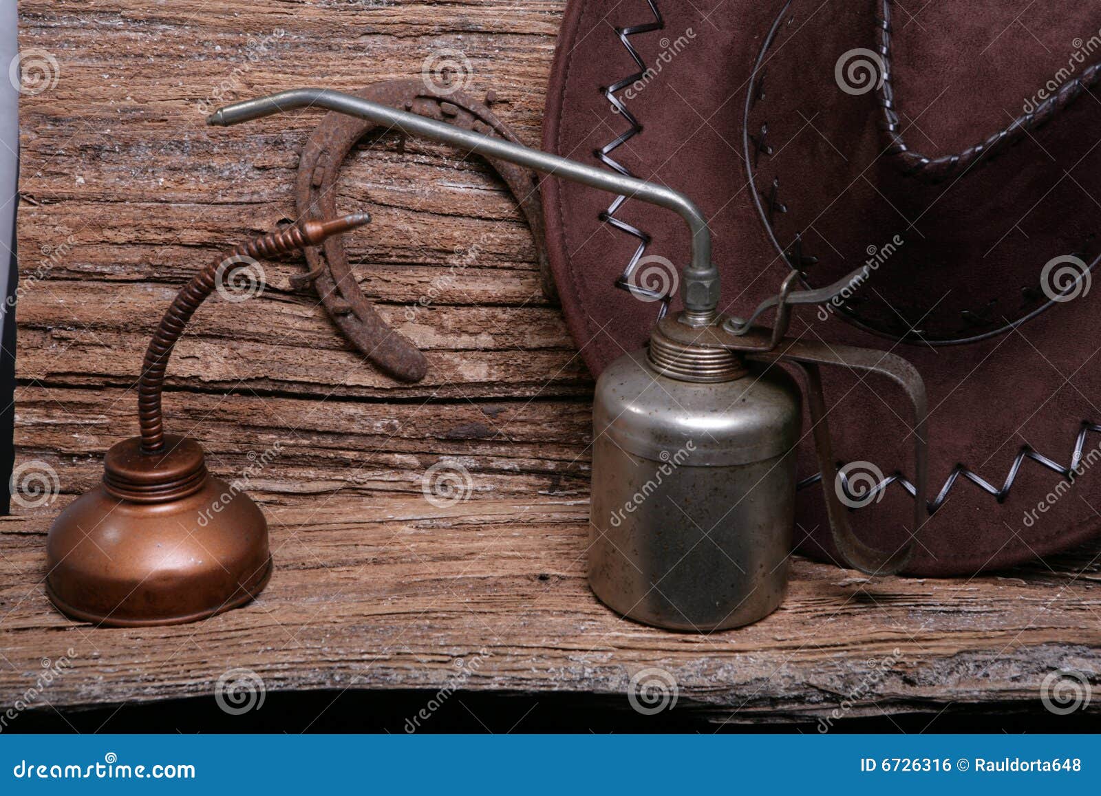 Retro cowboy items stock photo. Image of cans, surface - 6726316