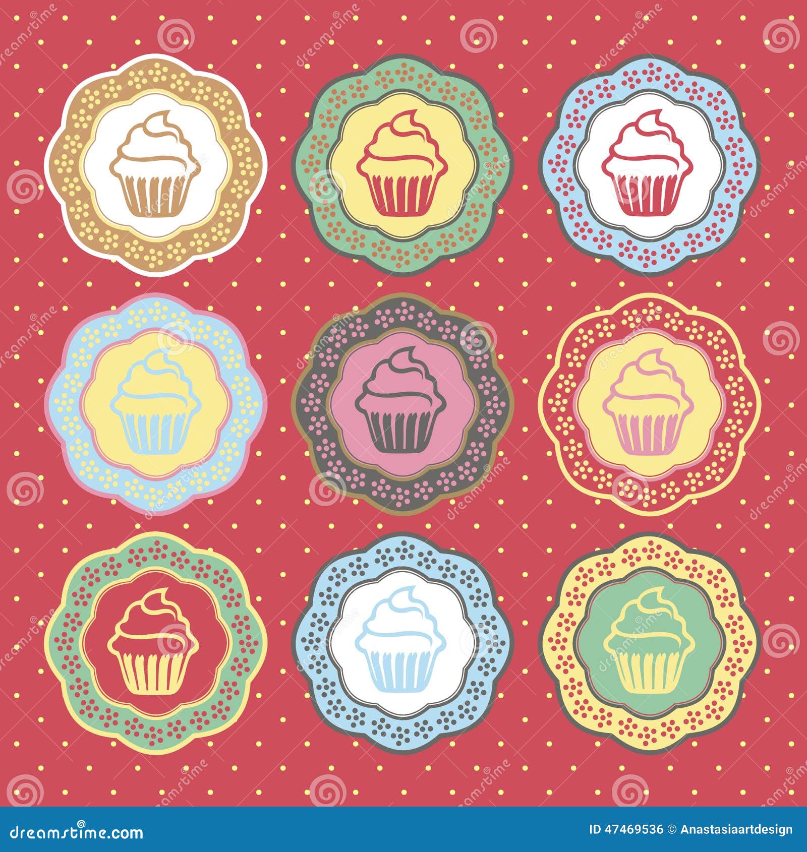 Retro Cupcakes Labels Collection Vector Stock Vector - Illustration of ...