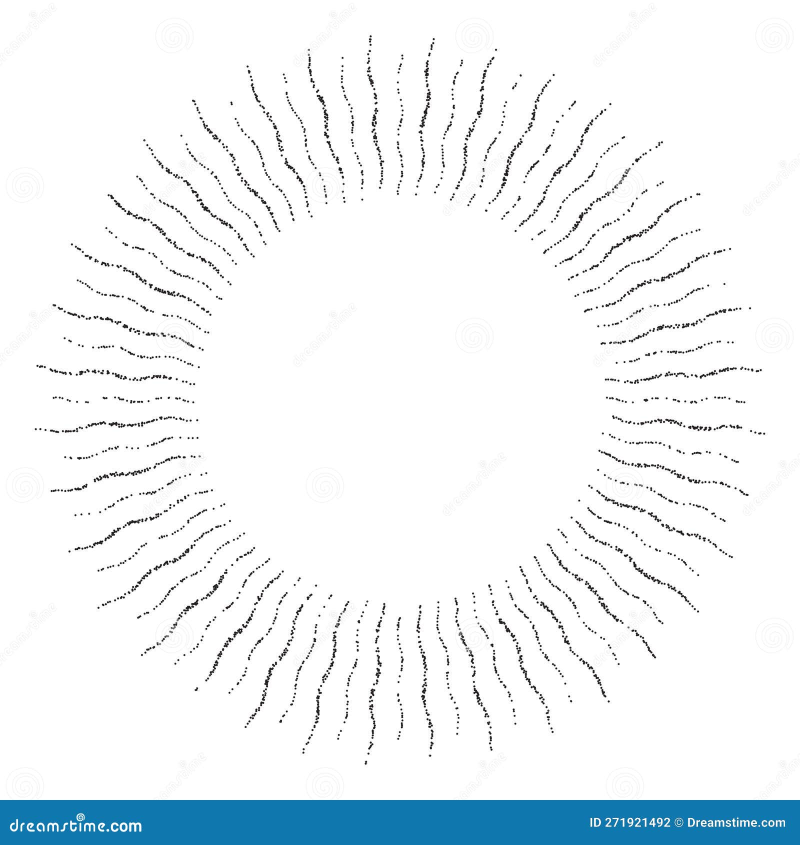 Retro Curved Sunburst Frame Warped Sunlight Rays In Circle Stock