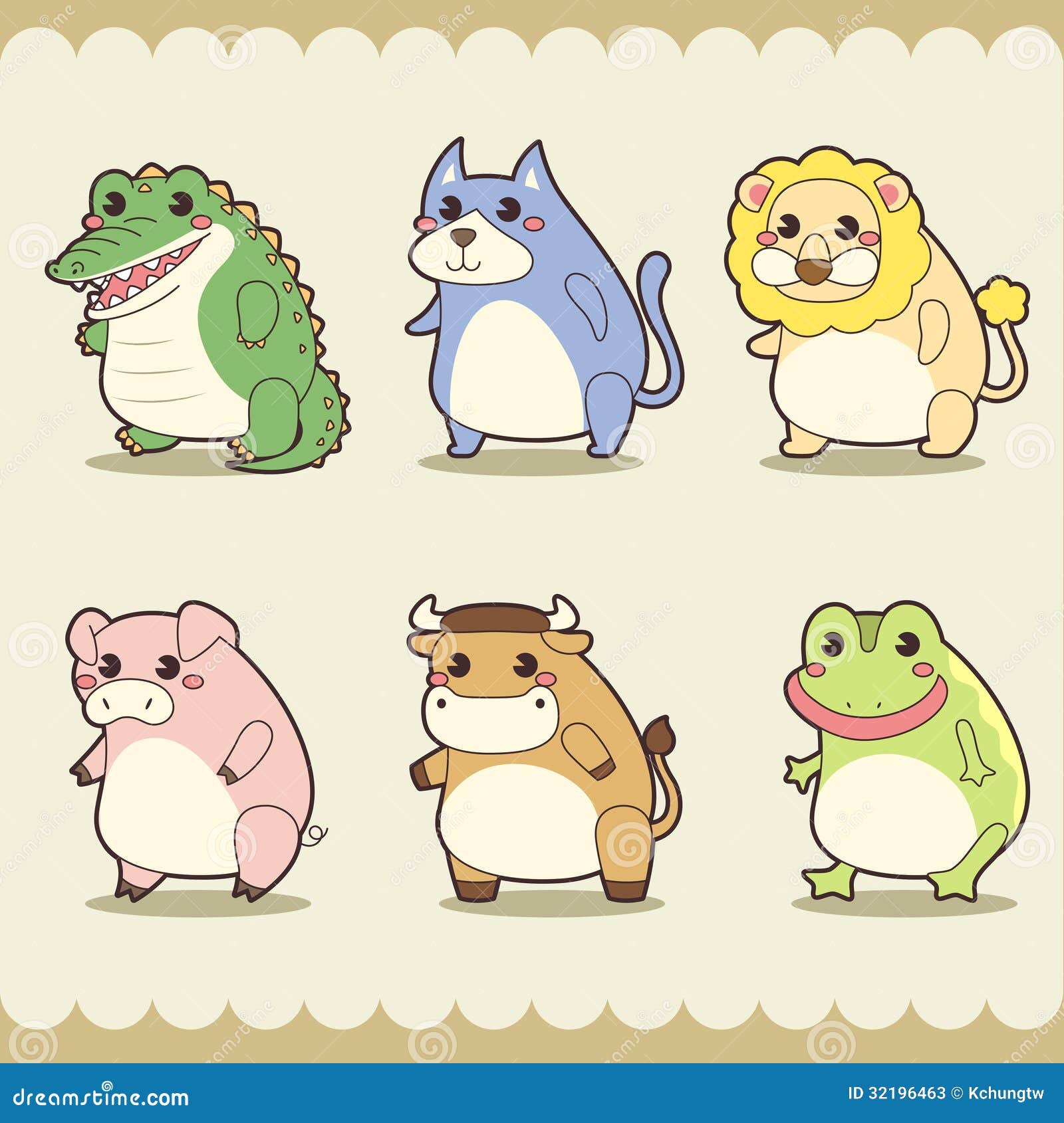 Retro Cute Animals Set Cartoon Vector | CartoonDealer.com #32196465