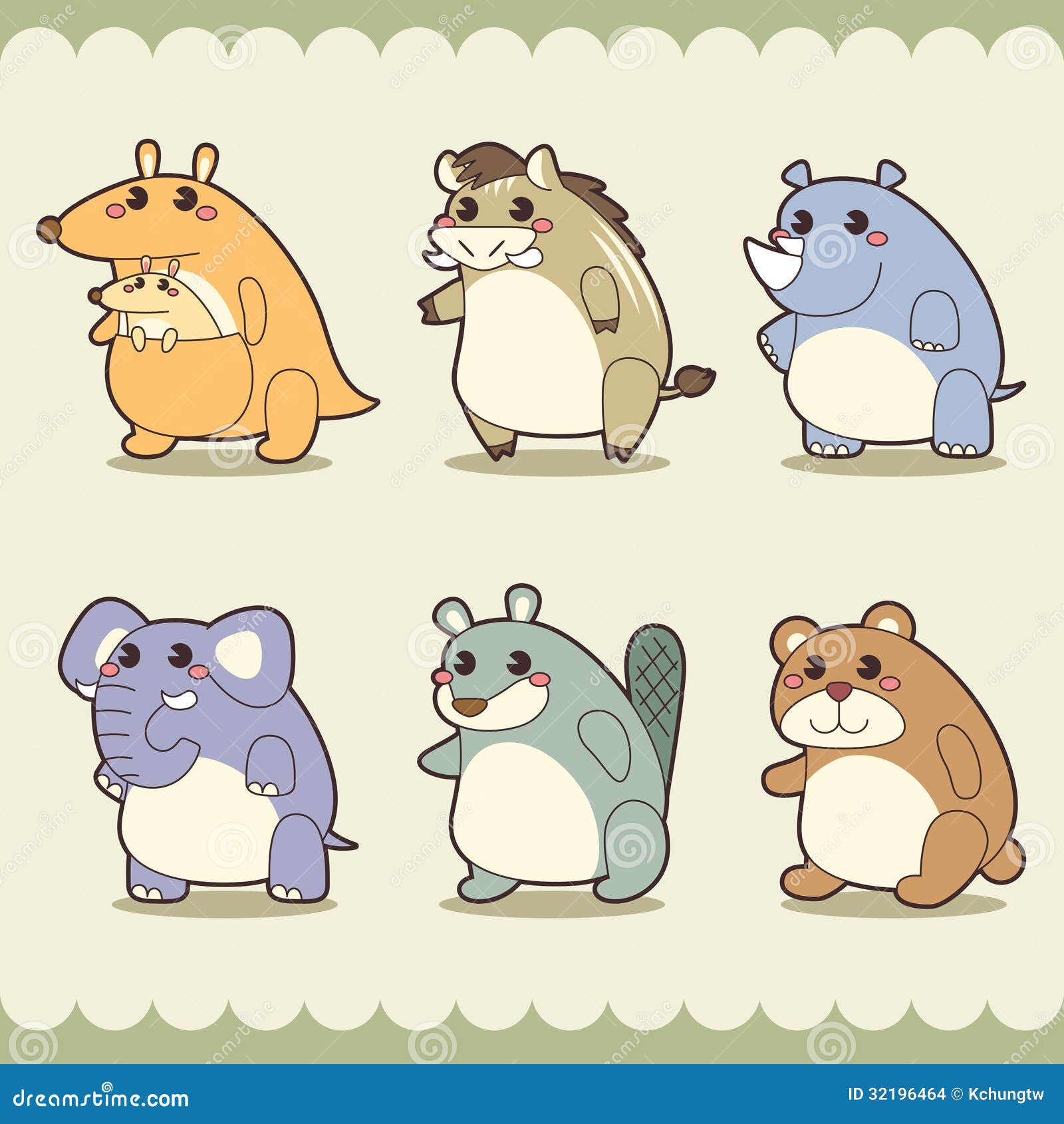 Retro Cute Animals Set Cartoon Vector | CartoonDealer.com #32196465