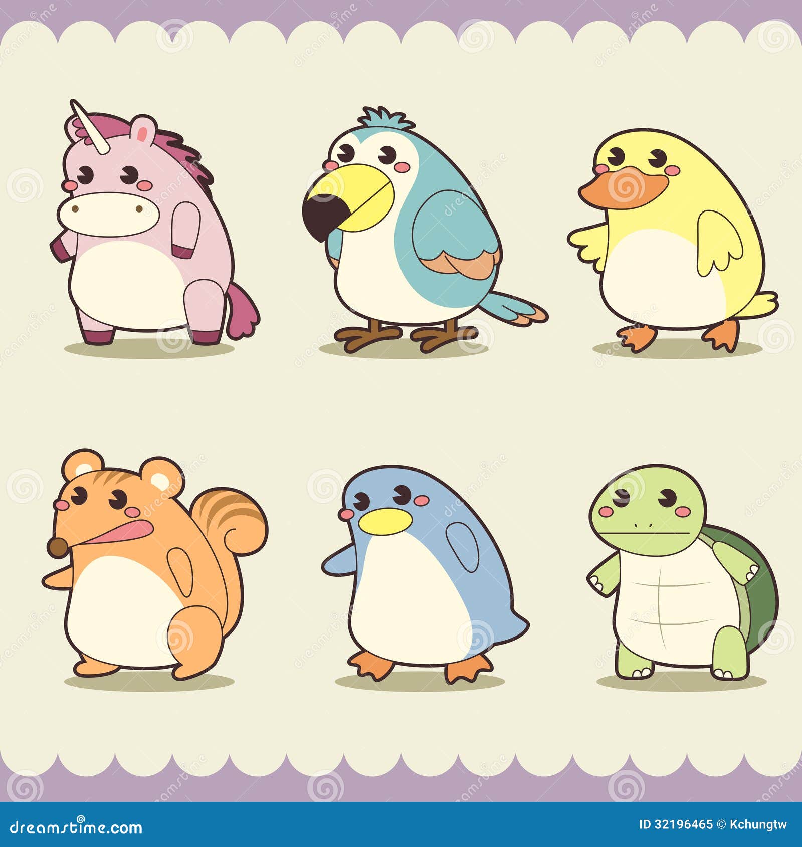 Retro Cute Animals Set Cartoon Vector | CartoonDealer.com #32196465