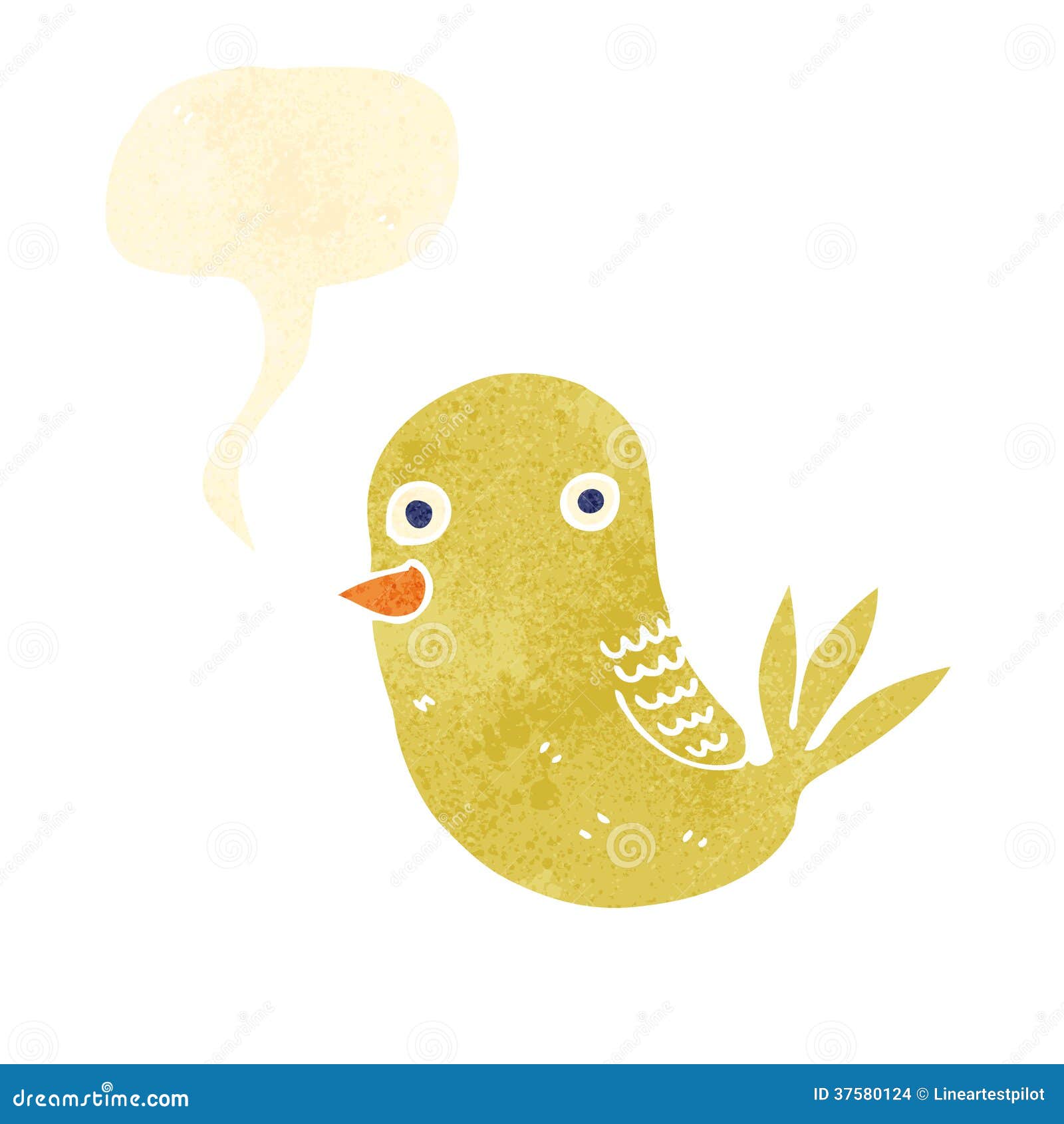 Retro cute cartoon bird stock vector. Illustration of retro - 37580124