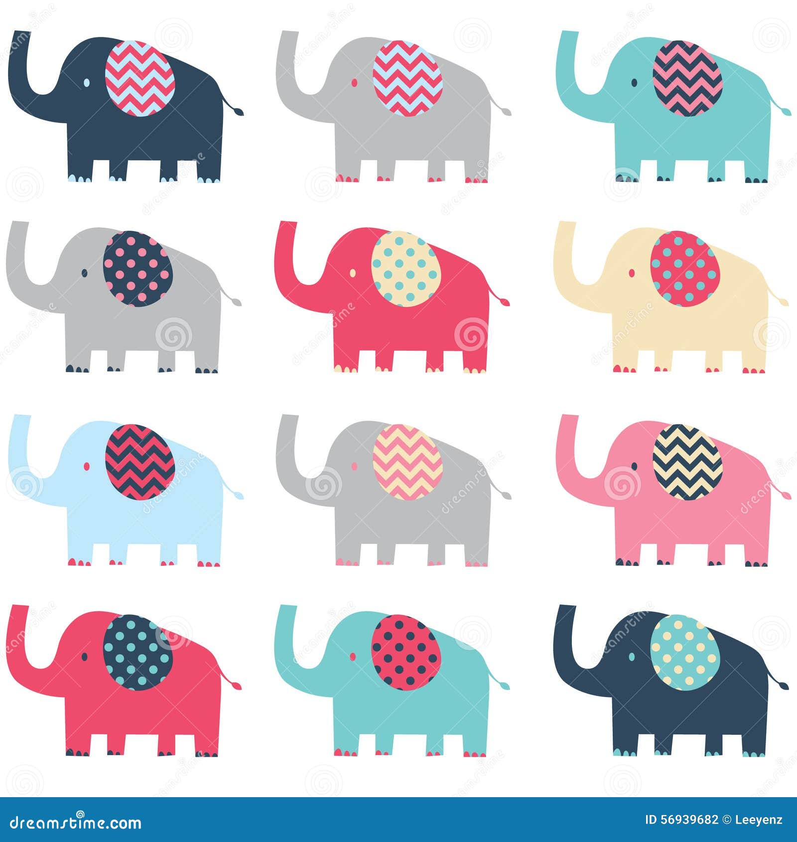 Elephant Pattern Cartoon Vector | CartoonDealer.com #17330701