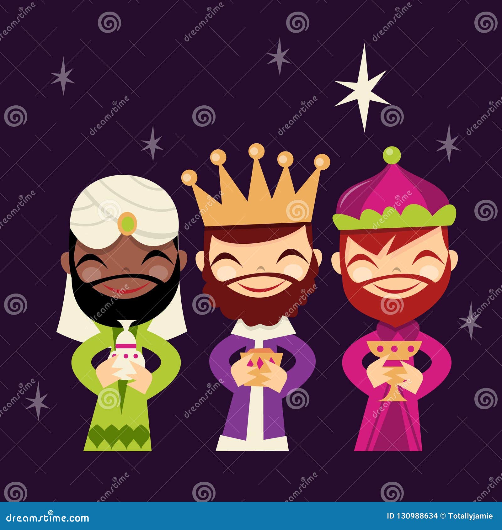 Retro Cute Three Kings stock illustration. Illustration of israel ...