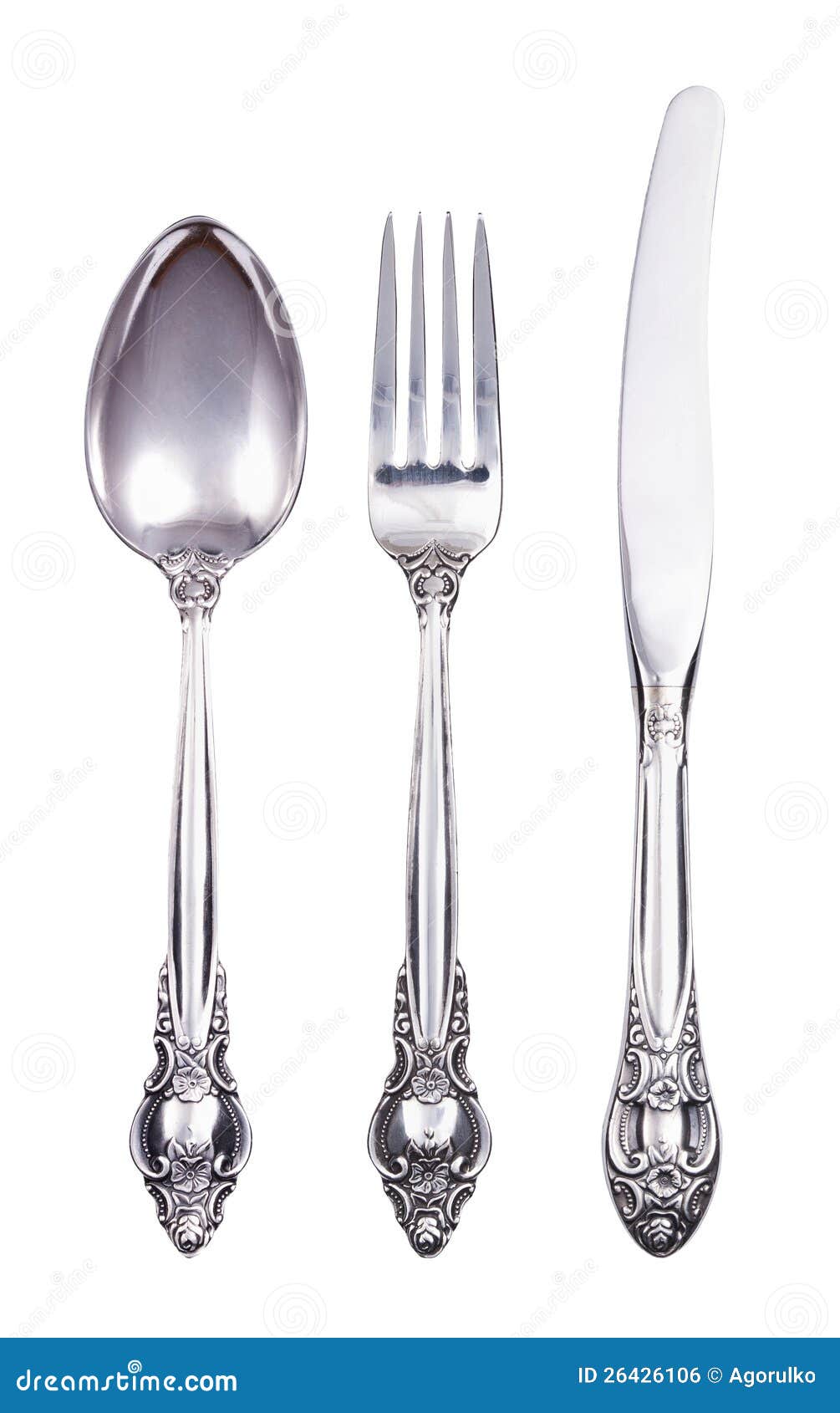 Retro Cutlery Set with Fork Knife and Spoon Stock Photo - Image of ...