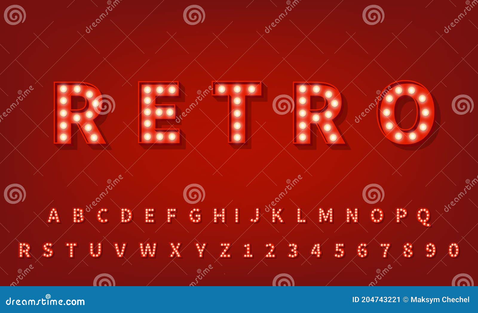 Retro 3d Typography Font. 3d Light Bulb Alphabet Stock Vector ...