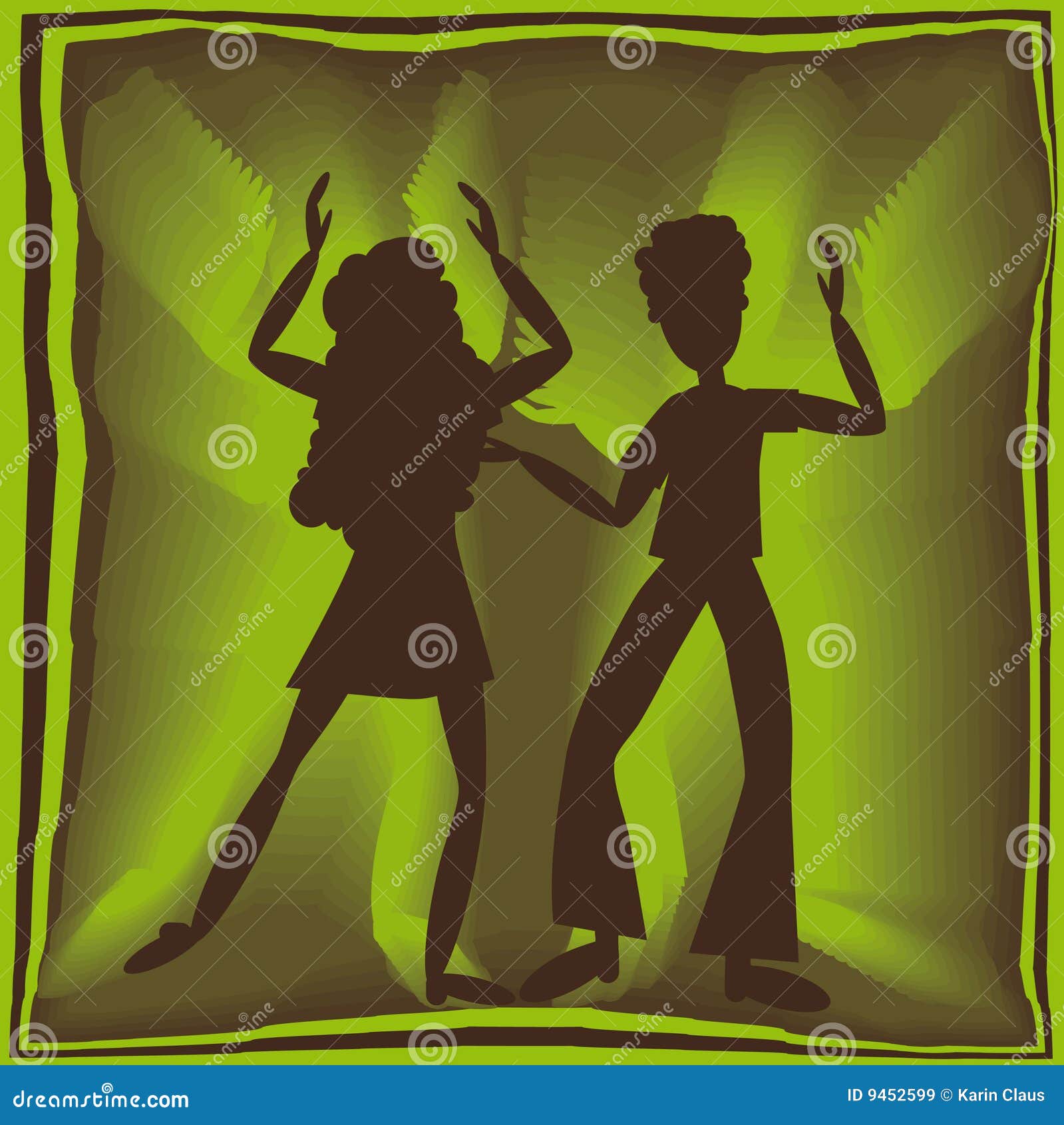 Retro dancing in green stock vector. Illustration of retro - 9452599