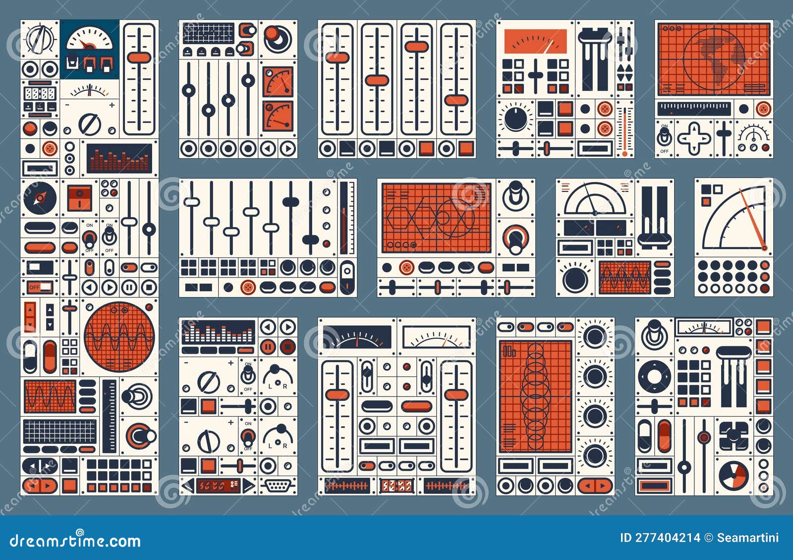 Retro Dashboard. Control Panel Switch and Buttons Stock Vector ...