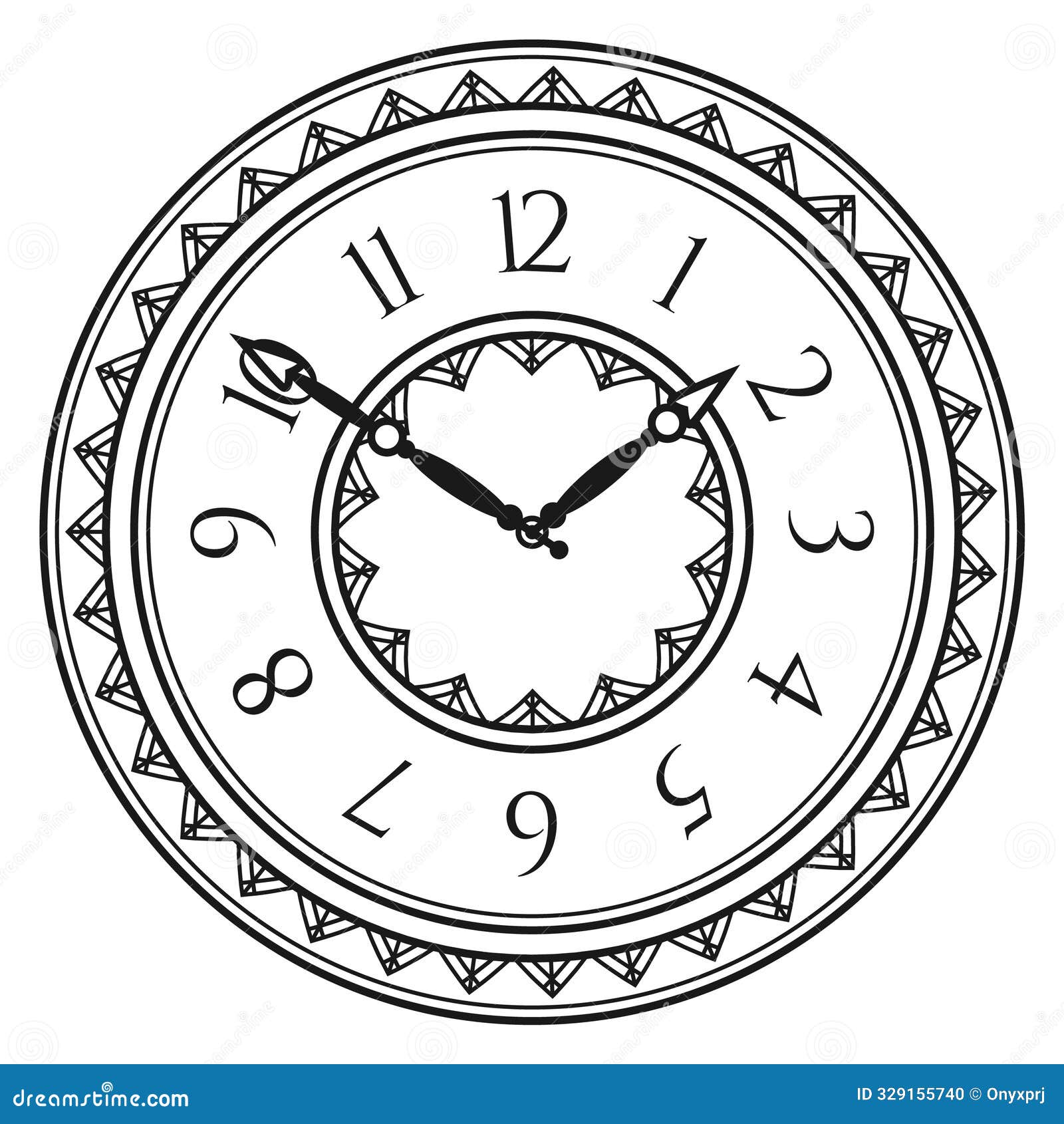 Retro Decorative Clock Round Face Hanging on Wall Stock Vector ...
