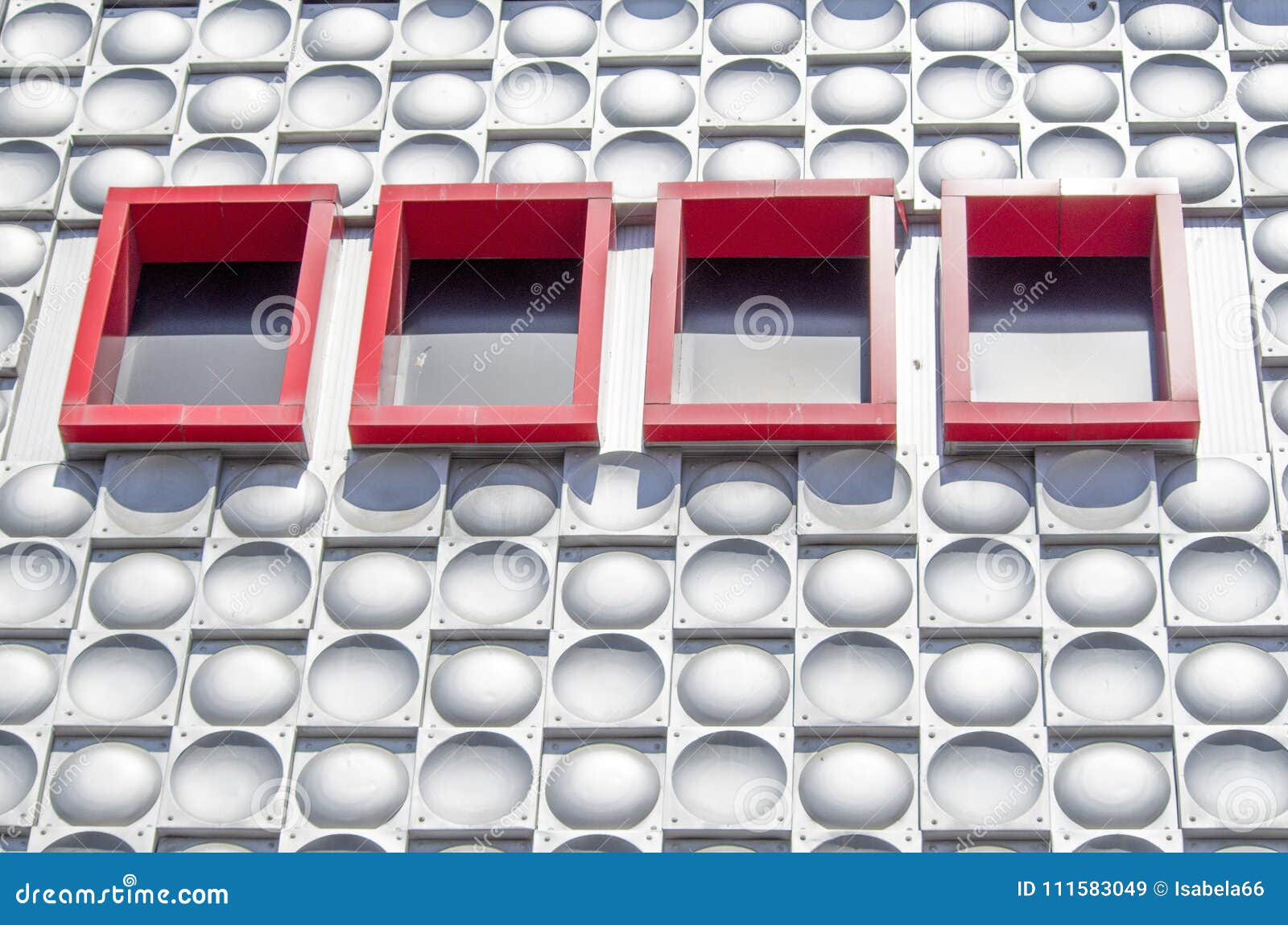 Retro Decorative Metal Hemisphere Elements and Red Windows Stock Image ...