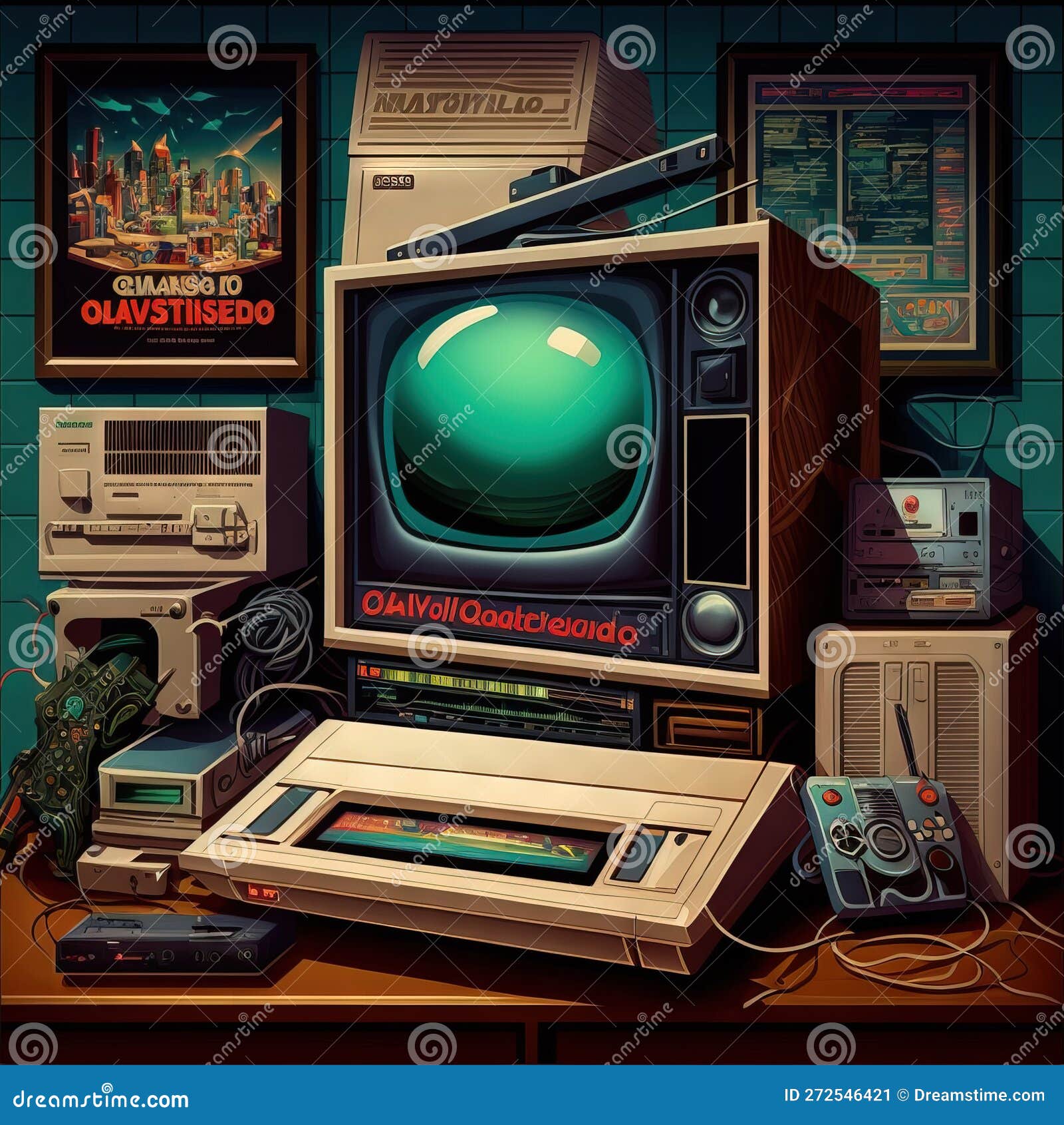 Retro Desktop with Vintage Office Mood. Generative Ai Stock ...