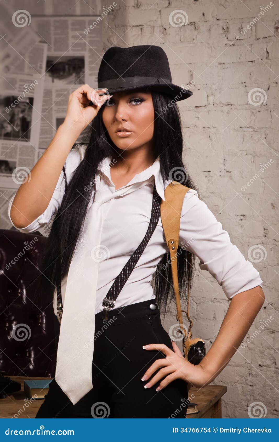Retro detective girl stock photo. Image of vintage, caucasian - 34766754
