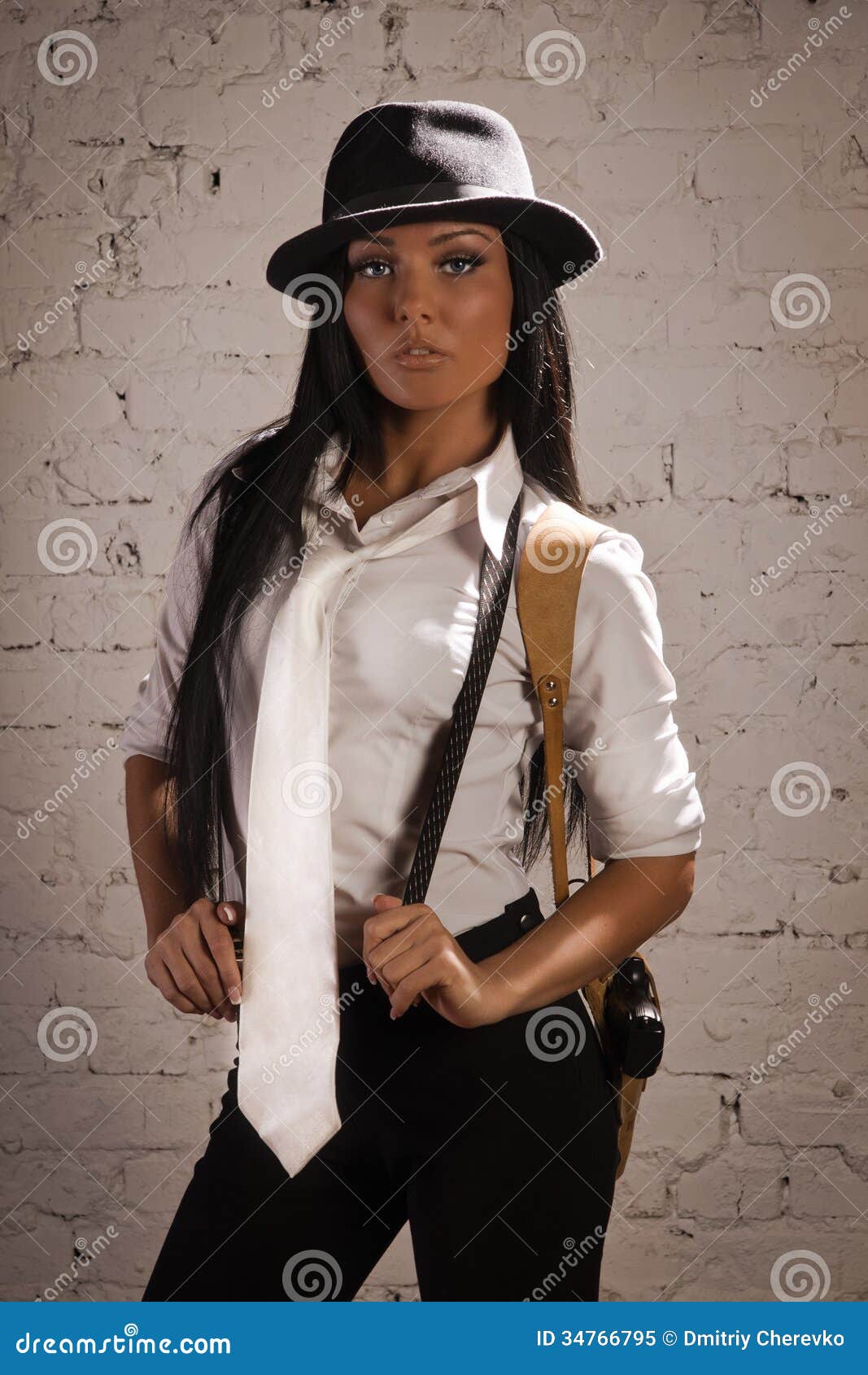 Retro Detective Girl Sits At A Table Royalty-Free Stock Image ...