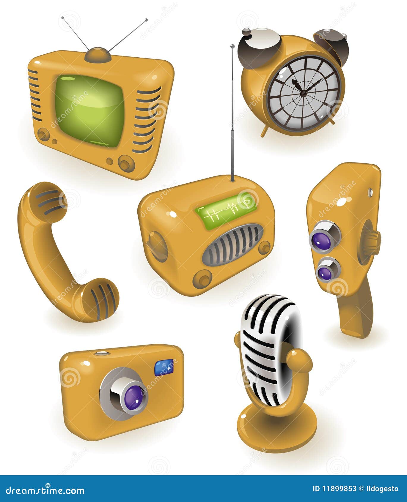 Retro Devices In Mixed Style, Flat Cartoon Comics. | CartoonDealer.com ...