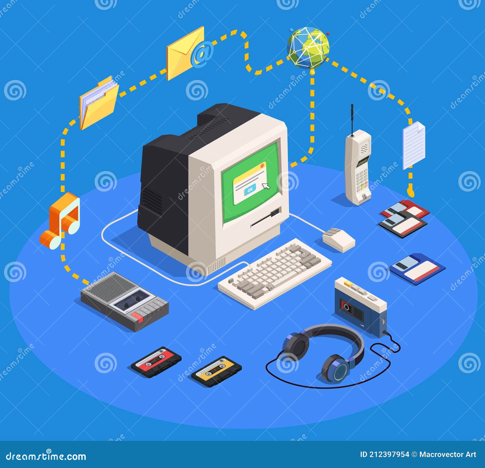 Retro Devices Composition stock vector. Illustration of keyboard ...