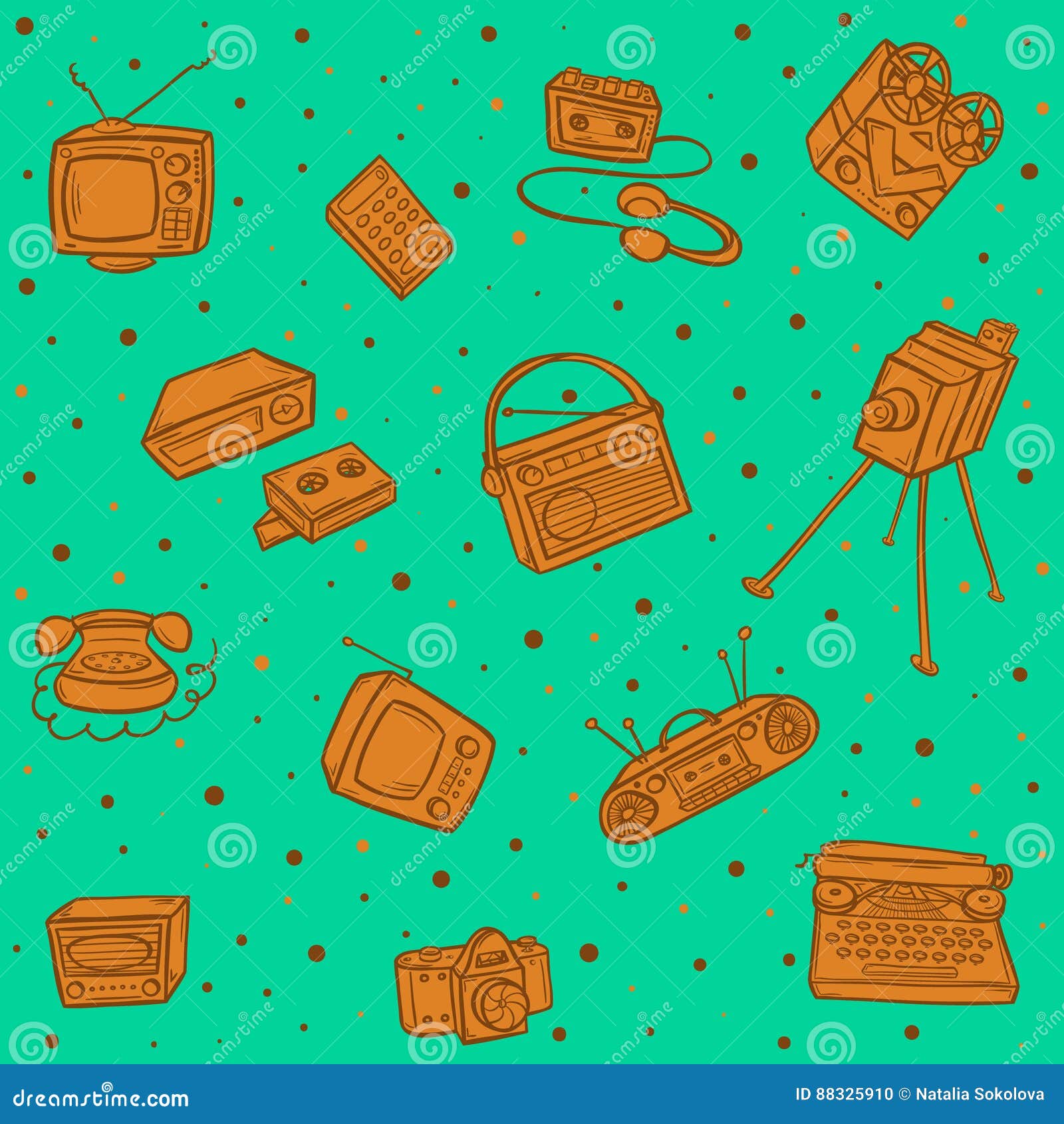 Retro Devices Pattern Vector Illustration | CartoonDealer.com #88325910
