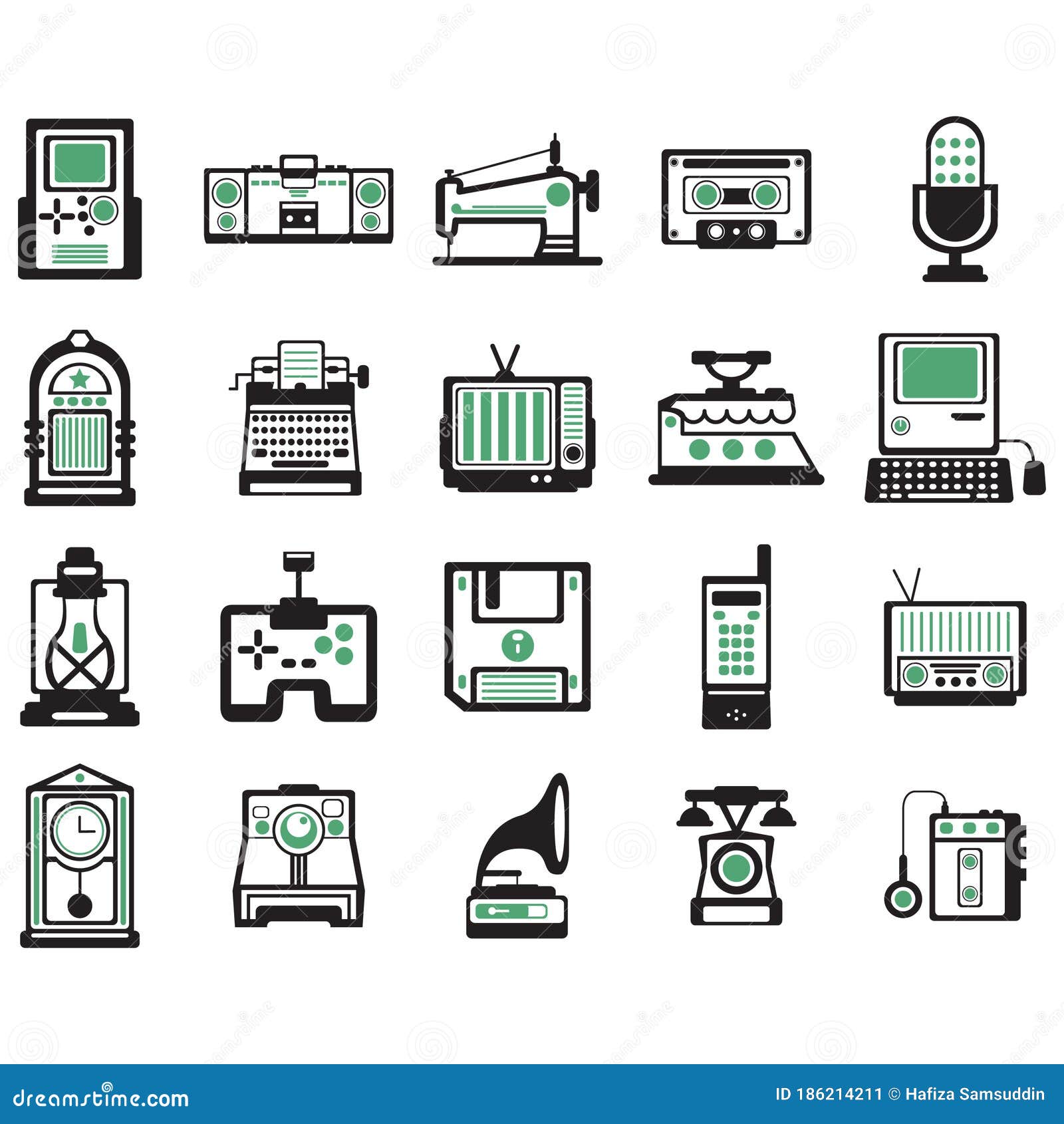 Retro Devices Flowchart Cartoon Vector | CartoonDealer.com #212398017