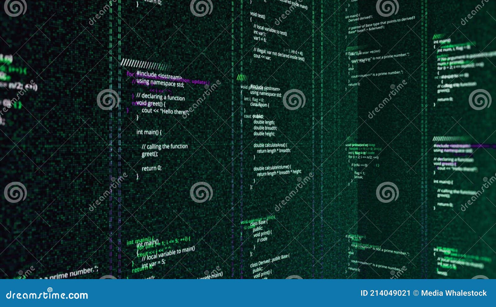 Retro Digital Background with Vertical Columns and Self Written Code ...