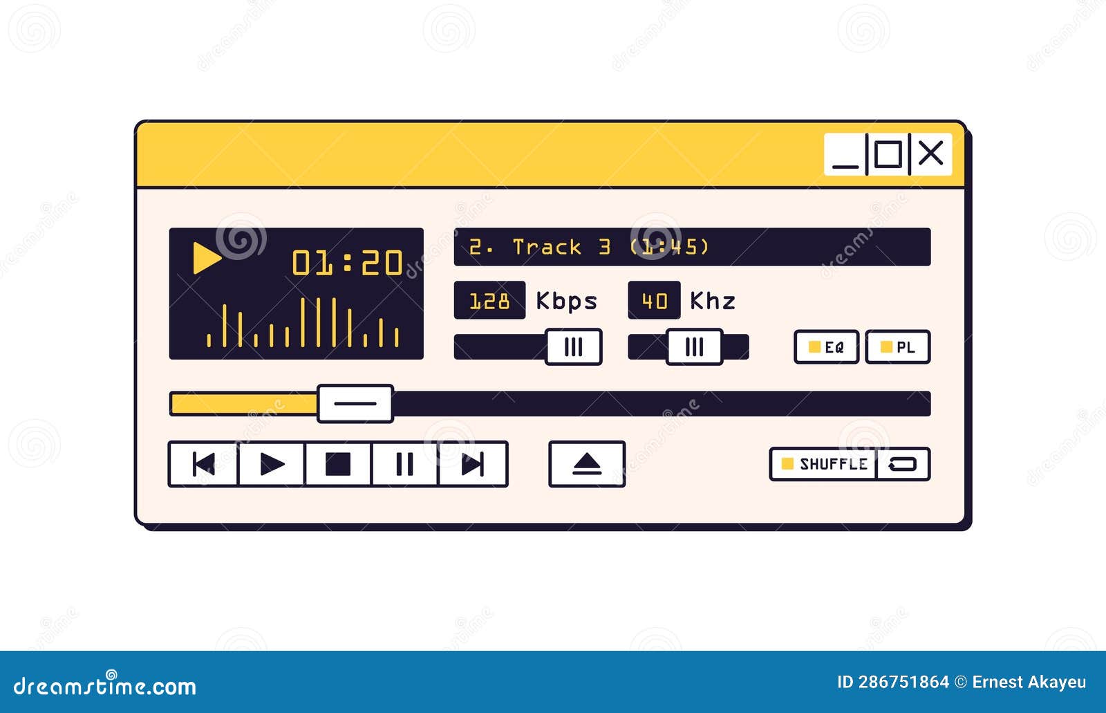Retro Digital Music Mp3 Player, Window UI in 90s Style. Audio Playing Software Interface Stock ...