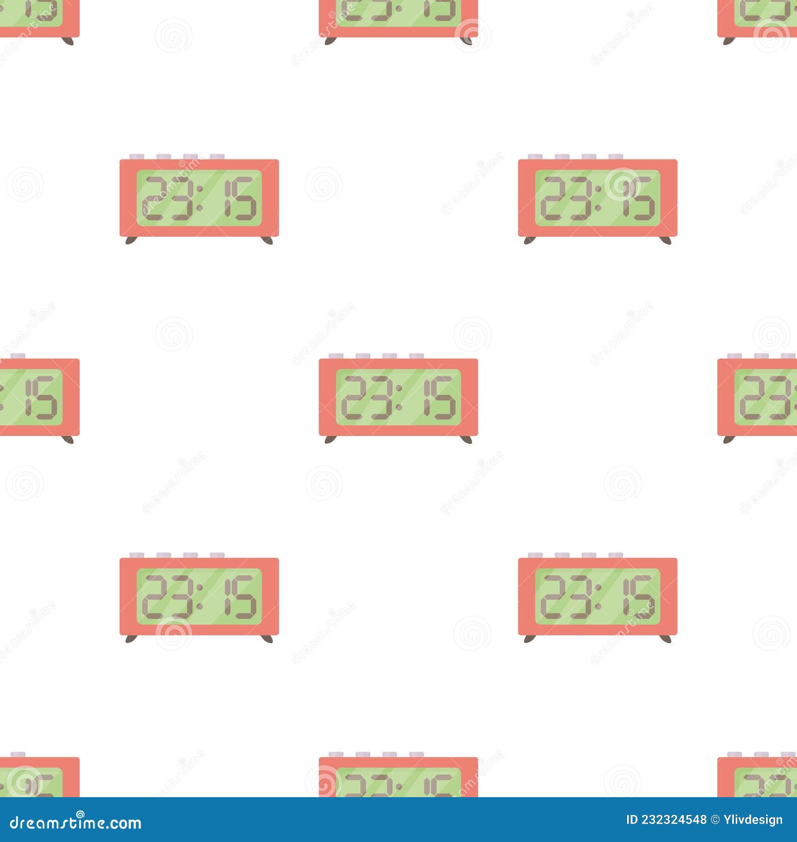 Retro Digital Table Clock Pattern Seamless Vector Stock Illustration ...