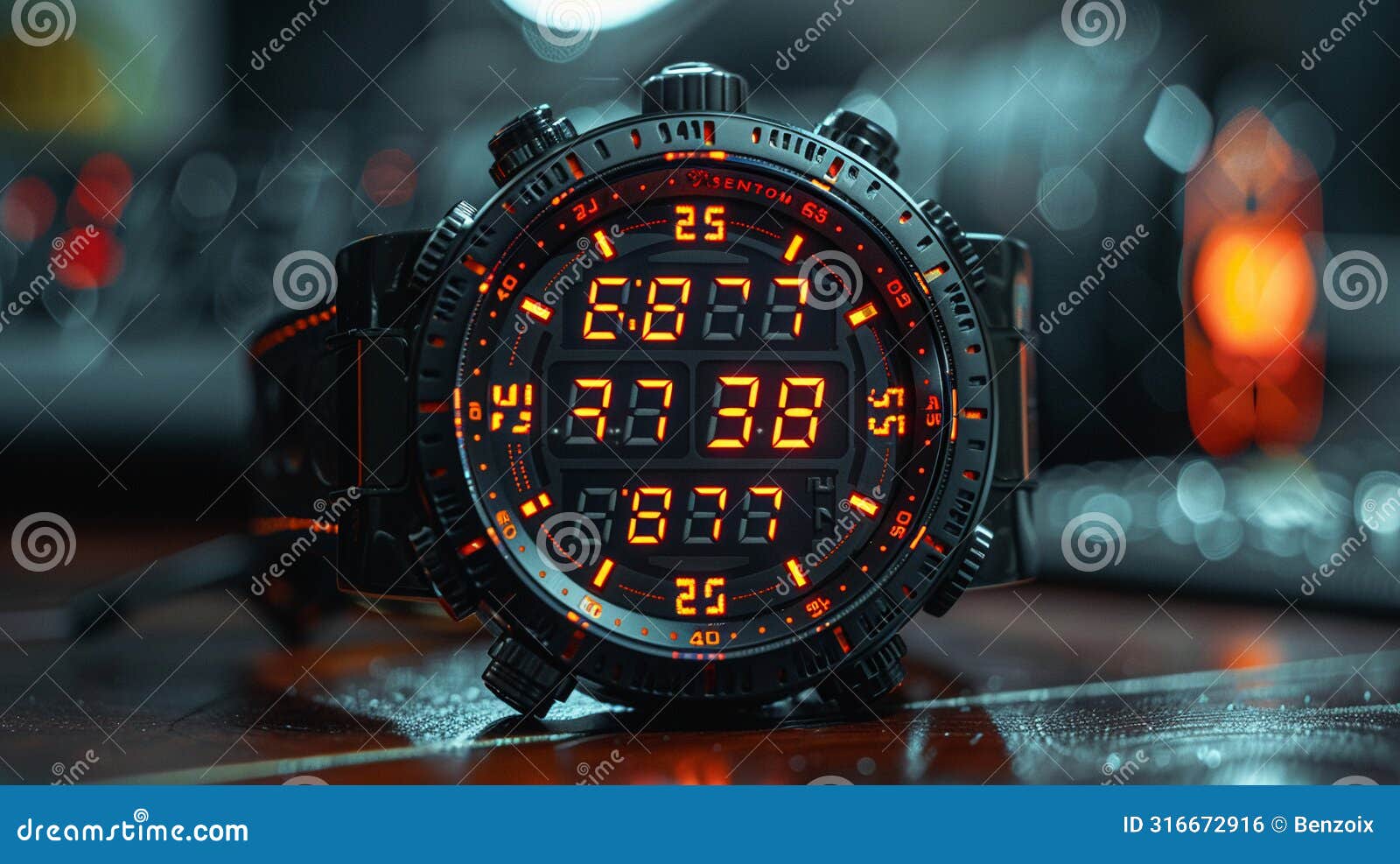 Retro Digital Watch Face with Pixelated Time Display the Numbers Blur ...