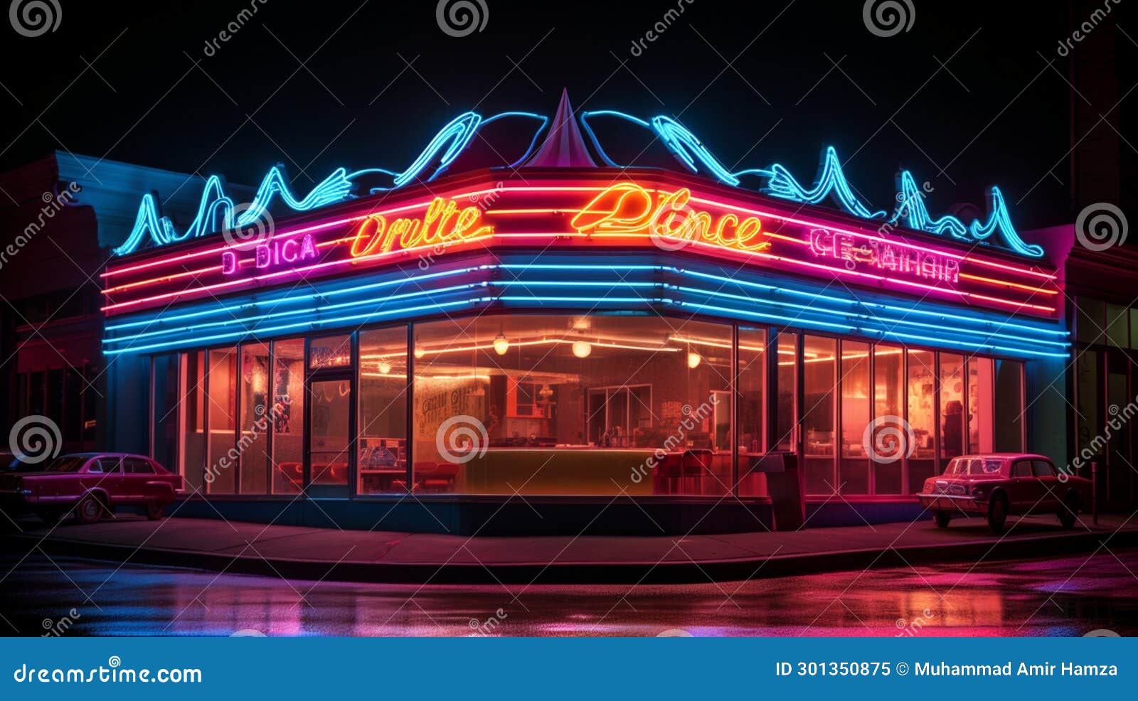 A Retro Diner with Dine and Celebrate Stock Illustration - Illustration ...
