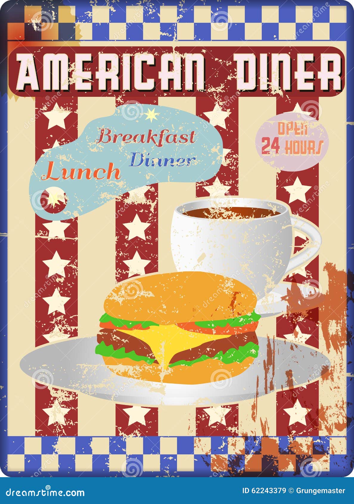 Retro diner enamel sign stock vector. Illustration of decorative - 62243379