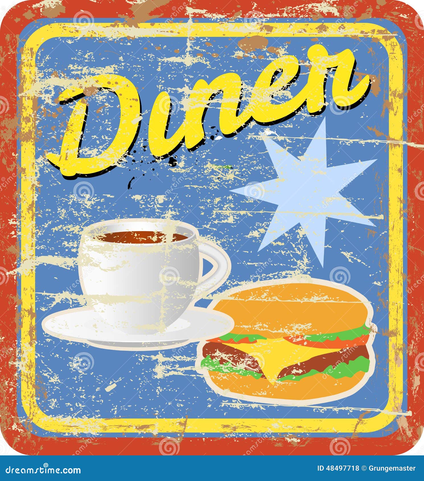 Retro diner sign stock vector. Illustration of diner - 48497718