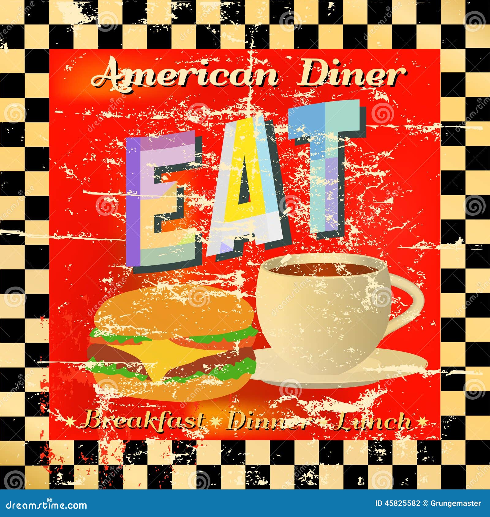 Retro diner sign stock vector. Illustration of retro - 45825582