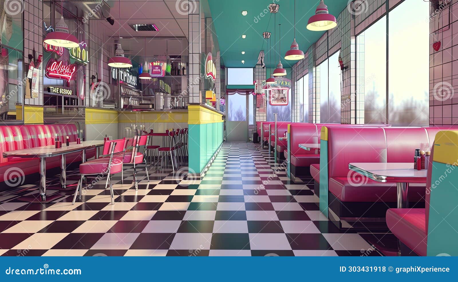 Retro Diner Vibes stock illustration. Illustration of luxury - 303431918