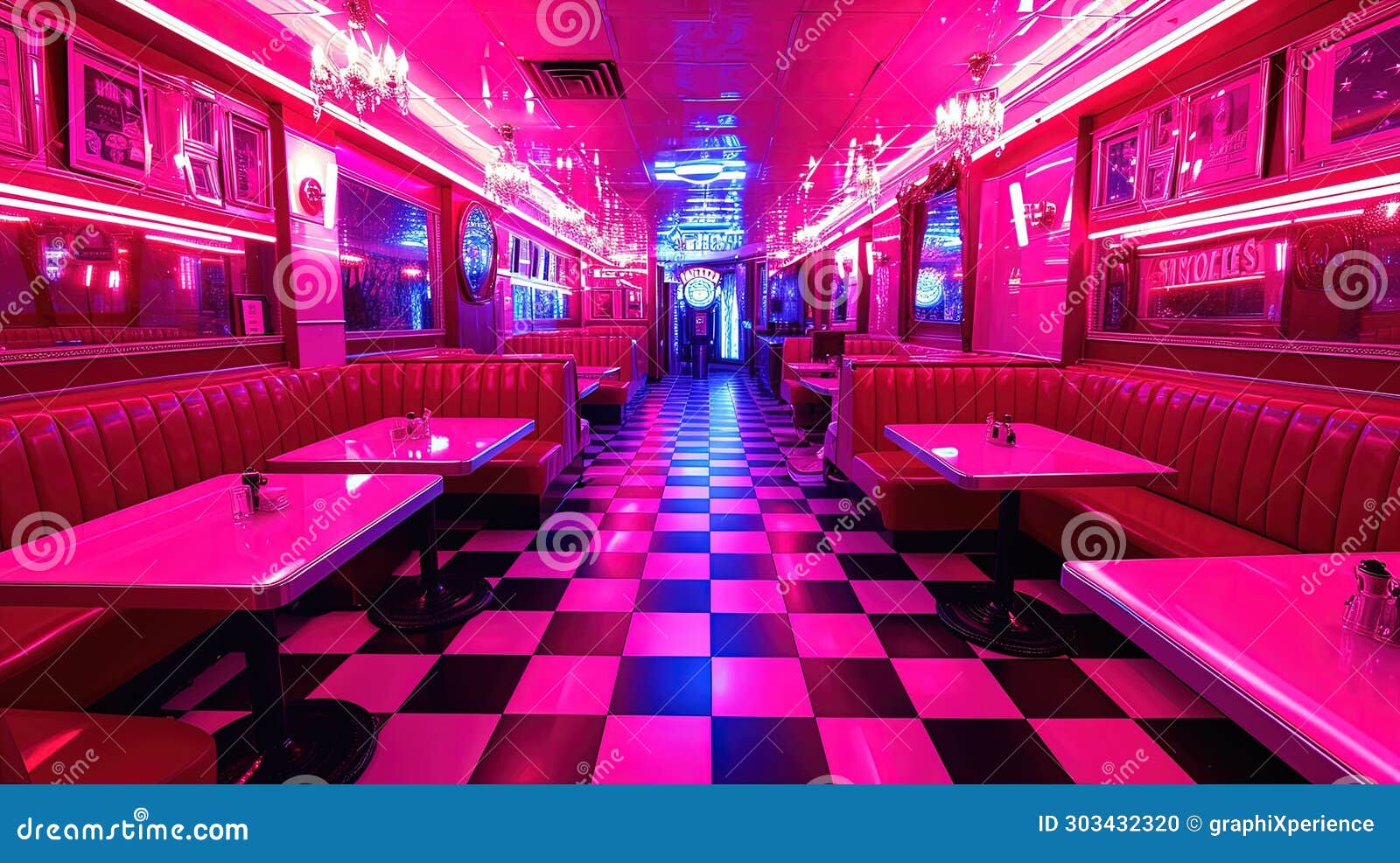 Retro Diner Vibes stock illustration. Illustration of sofa - 303432320