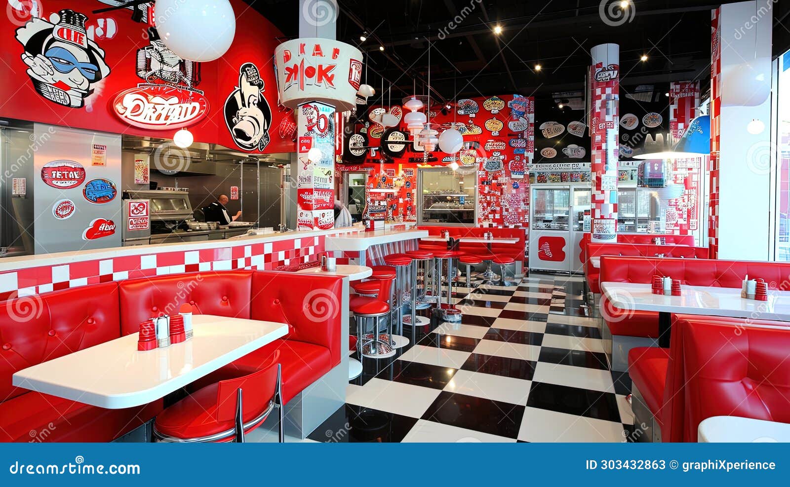 Retro Diner Vibes stock illustration. Illustration of vintage - 303432863