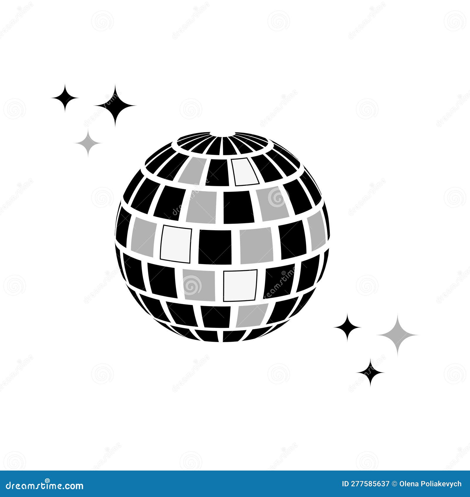 Retro Disco Ball. Black Disco Ball in Modern Style. Vector Illustration ...