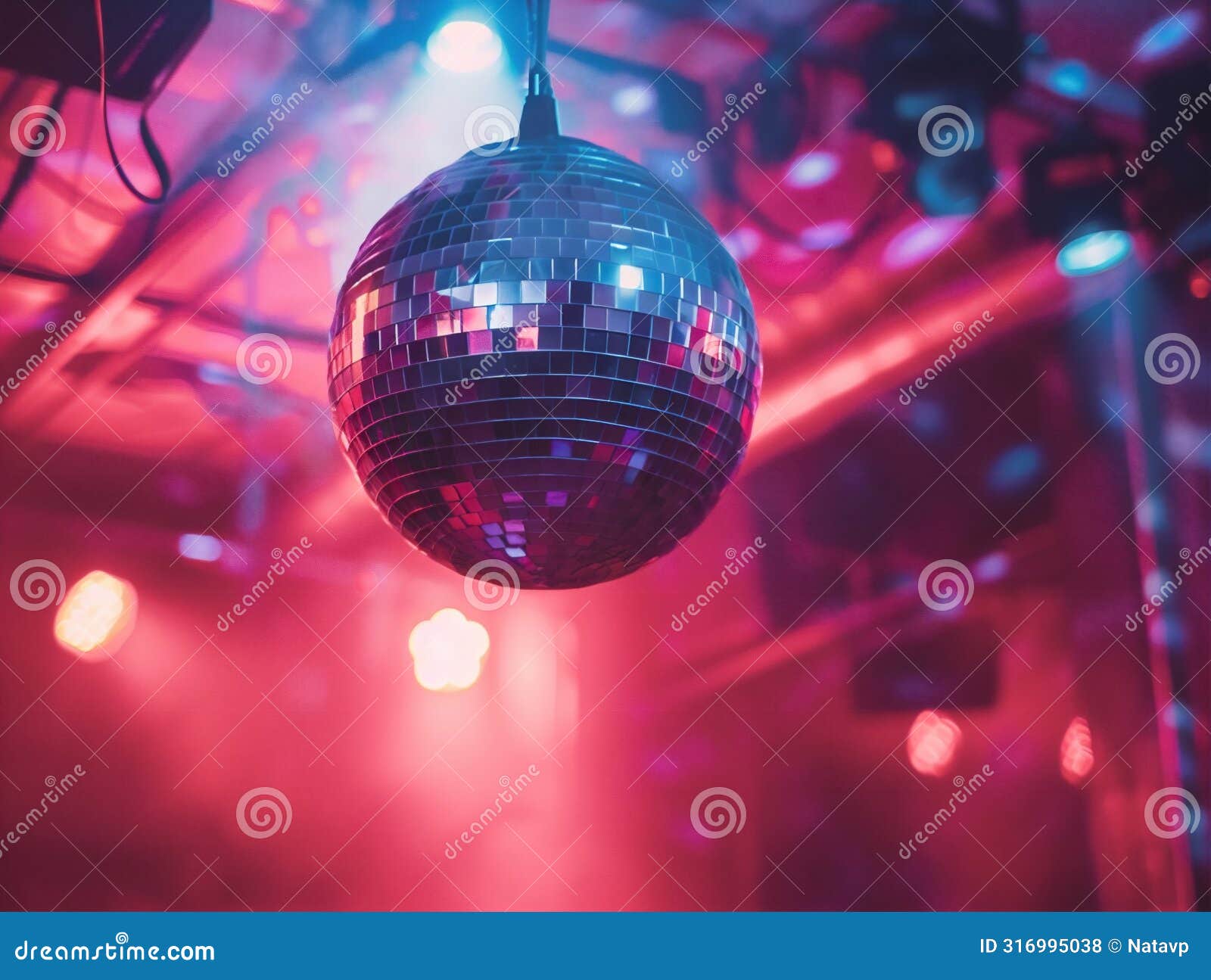 Retro Disco Ball with Colored Lights Stock Illustration - Illustration ...