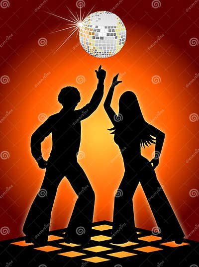 Retro Disco Dancers Orange stock illustration. Illustration of couple ...