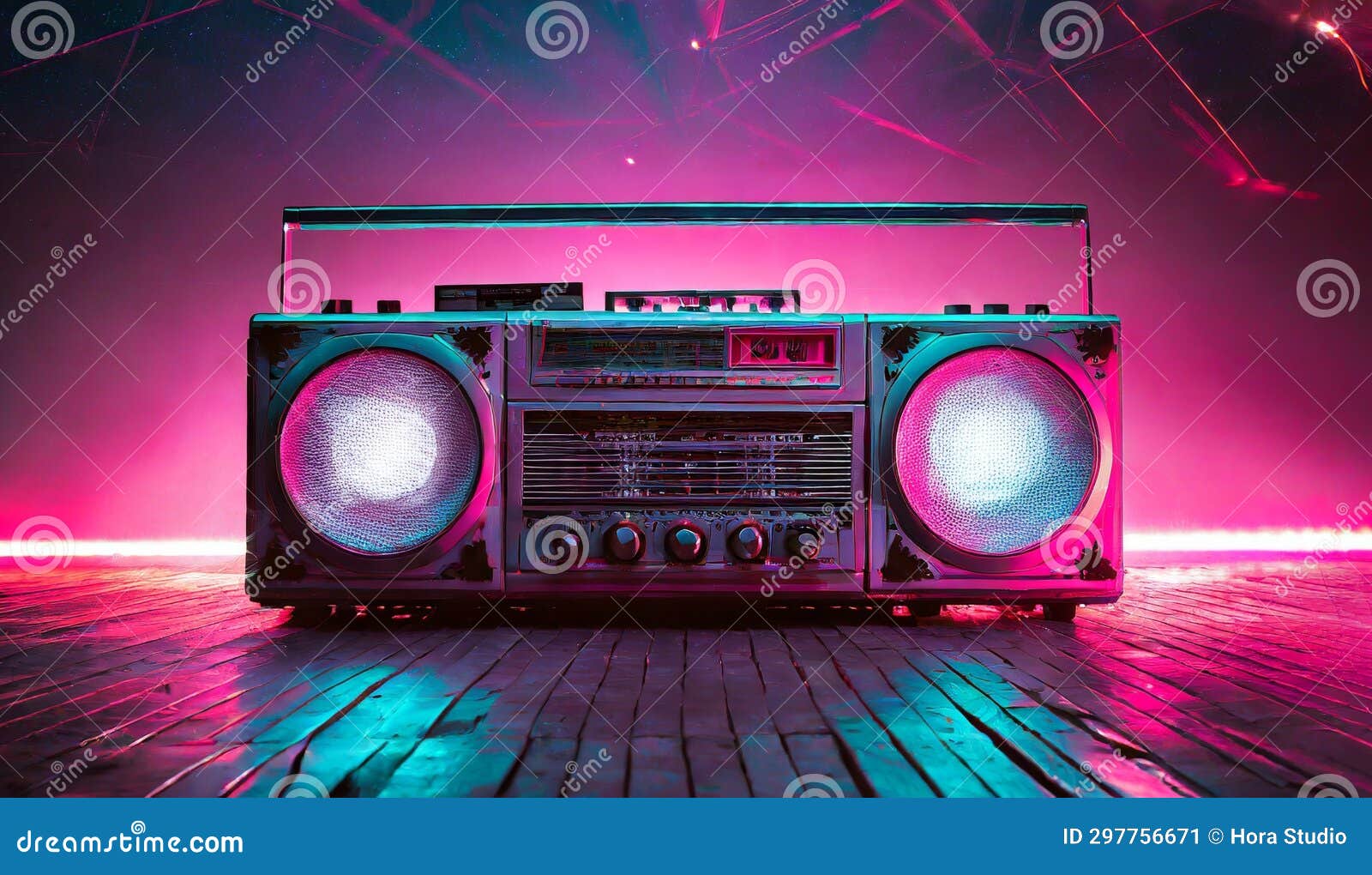 Retro Disco Night Background with Neon Lights. Stock Image - Image of ...