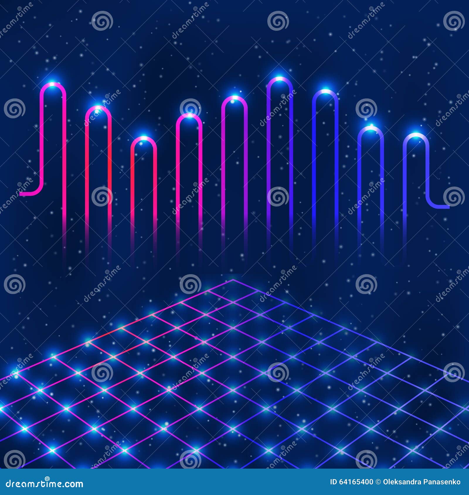 Retro Disco Stage with Digital Equalizer Stock Vector - Illustration of ...