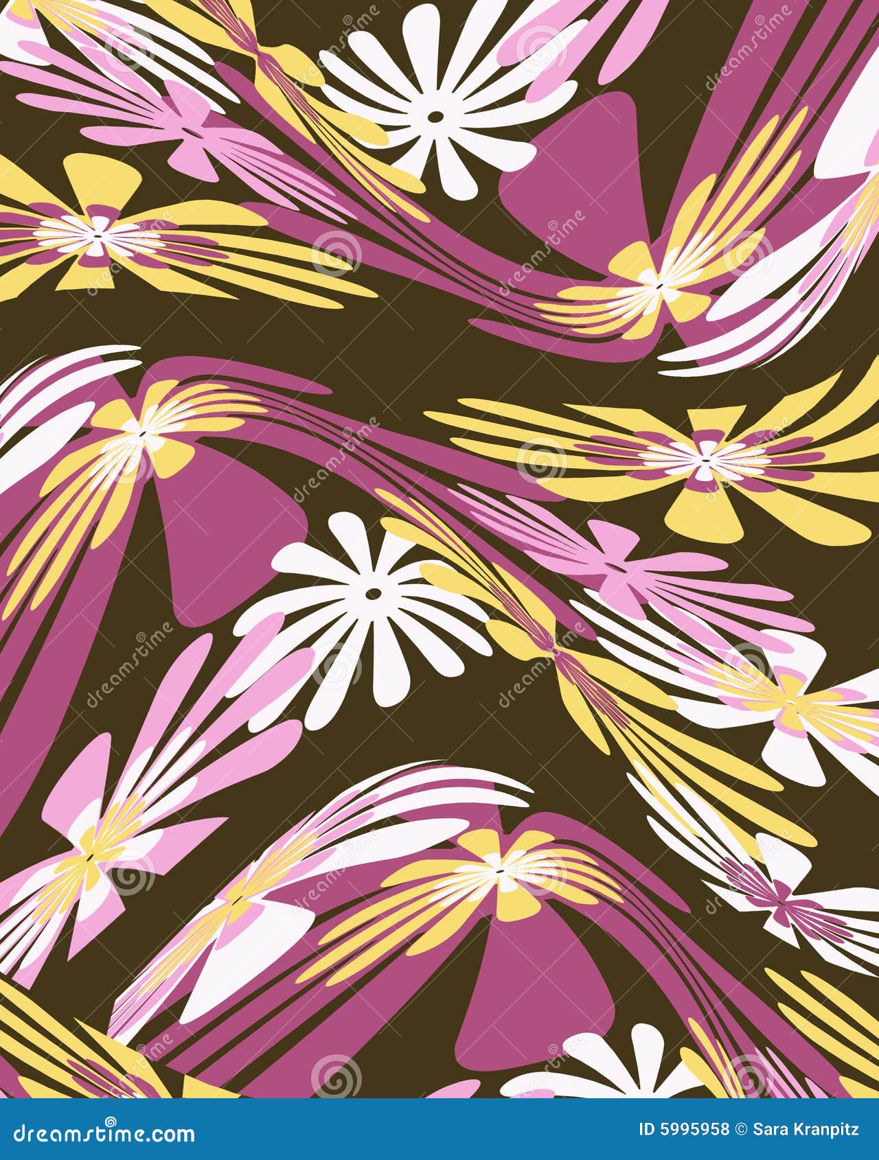 Retro Distorted Floral Graphic Design Stock Illustration - Illustration ...