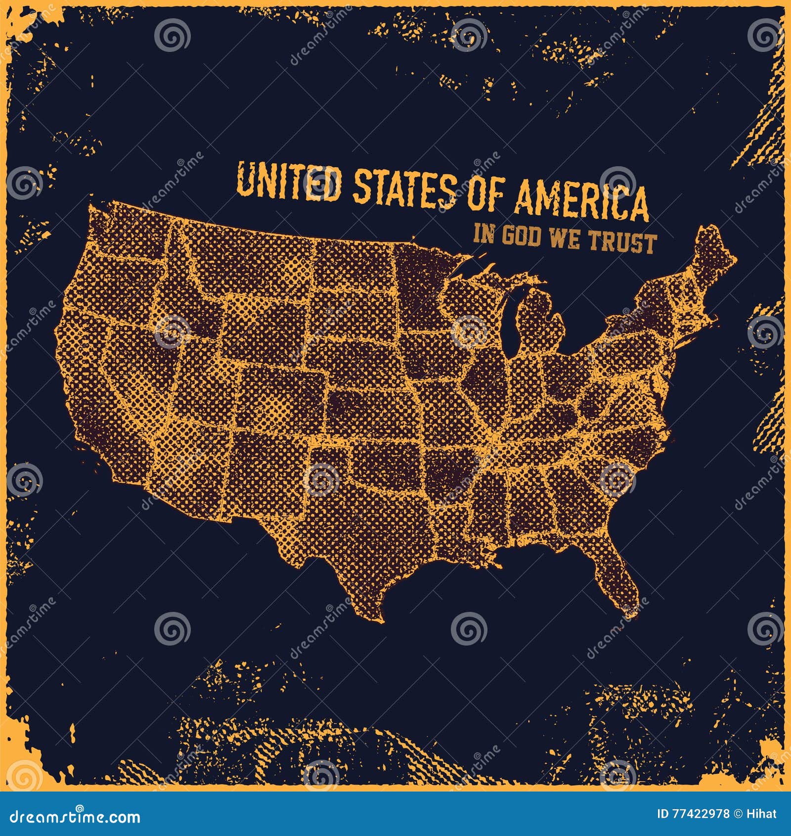 Retro Distressed Insignia with US Map. Stock Vector - Illustration of ...