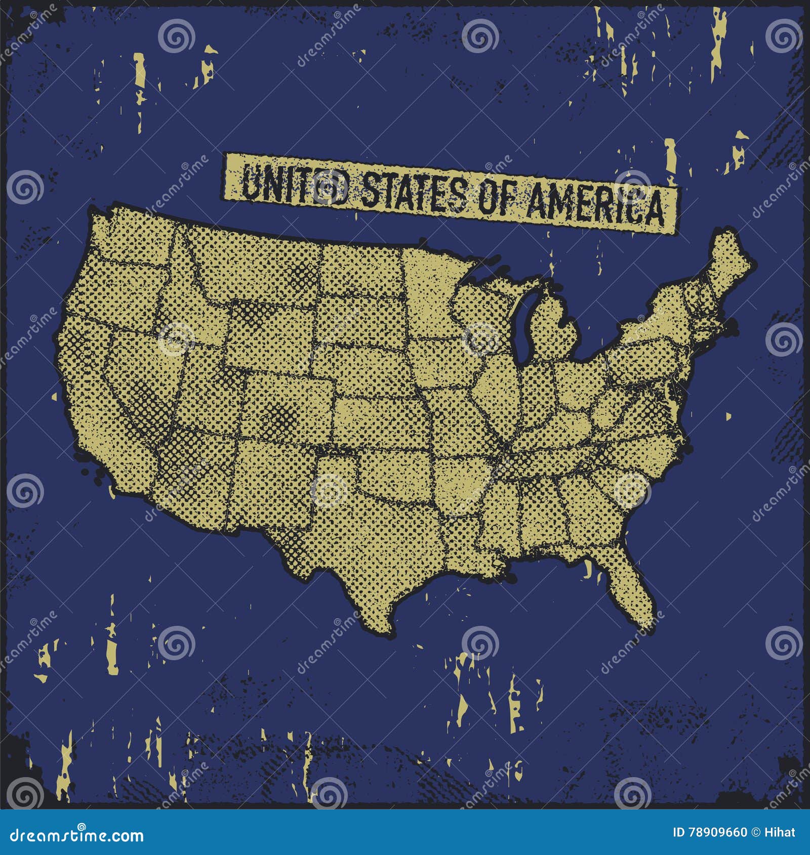 Retro Distressed Insignia with US Map. Stock Vector - Illustration of ...