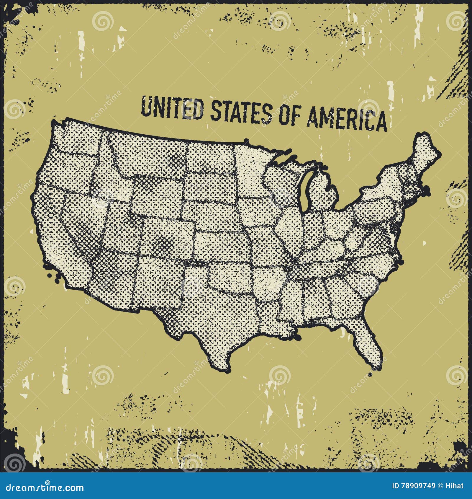 Retro Distressed Insignia with US Map. Stock Vector - Illustration of ...