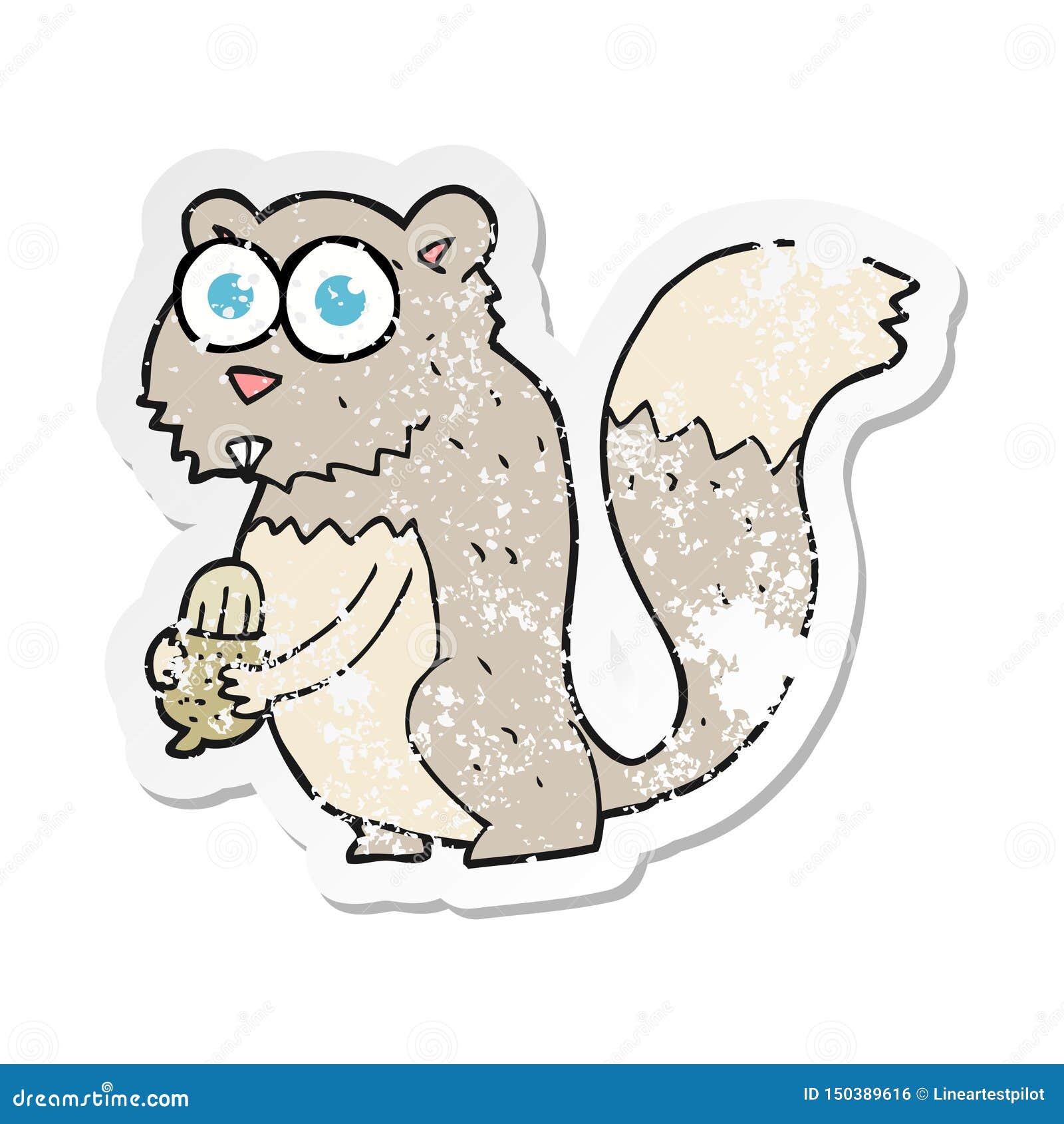 Retro Distressed Sticker of a Cartoon Angry Squirrel with Nut Stock ...