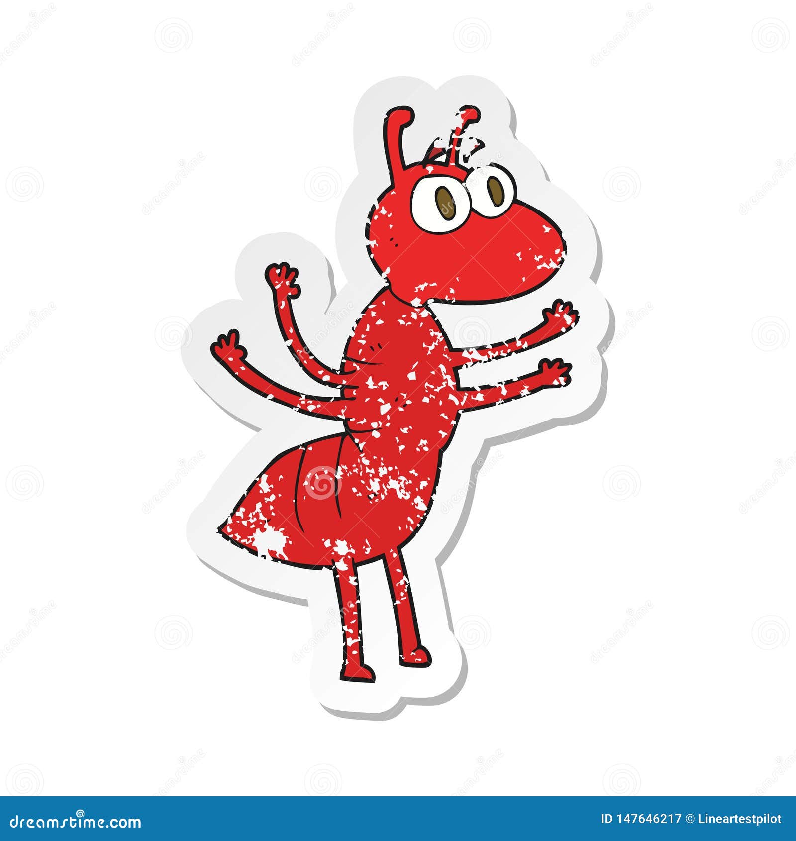 Retro Distressed Sticker of a Cartoon Ant Stock Vector - Illustration ...
