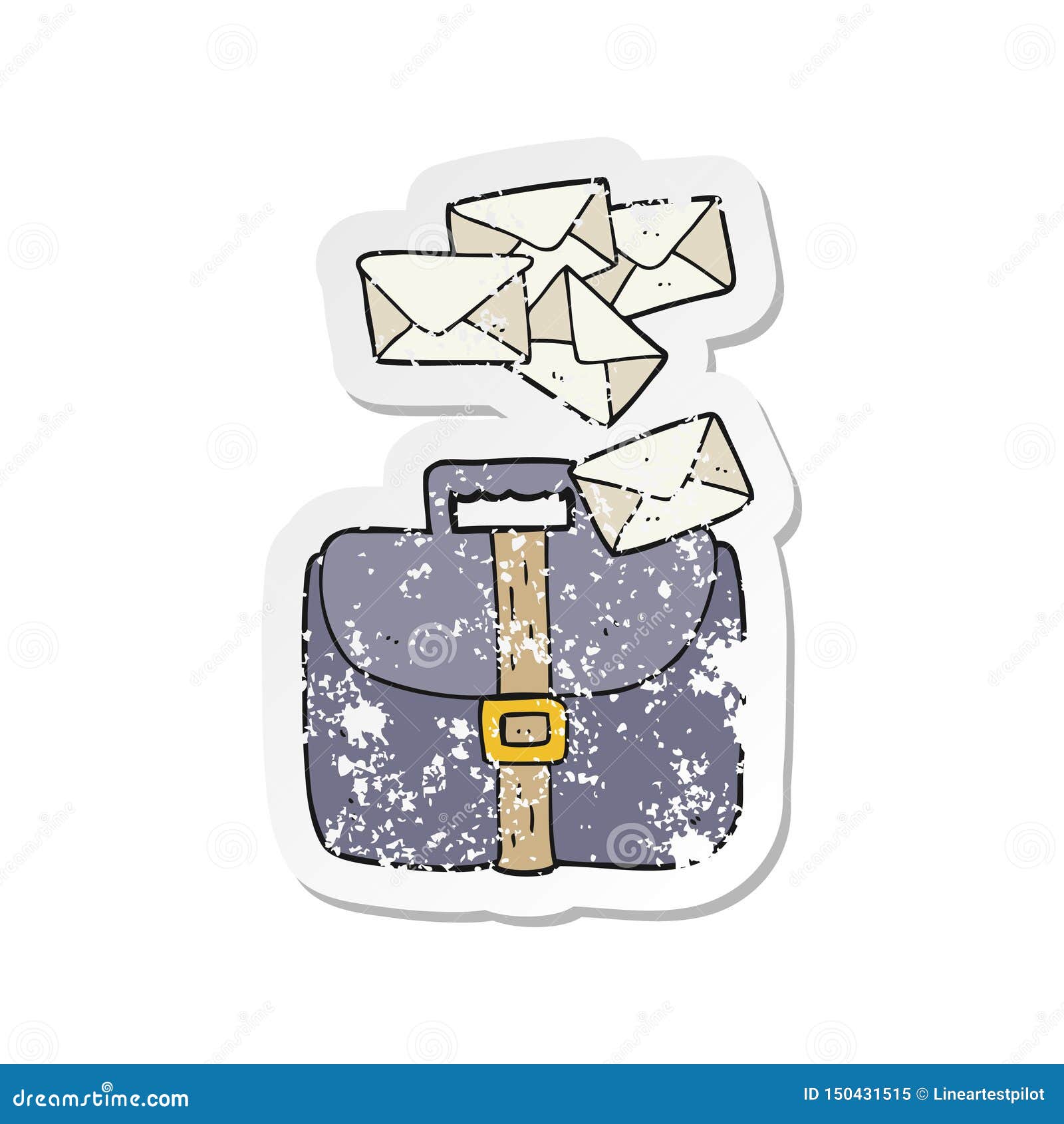 Retro Distressed Sticker of a Cartoon Briefcase Spilling Letters Stock ...